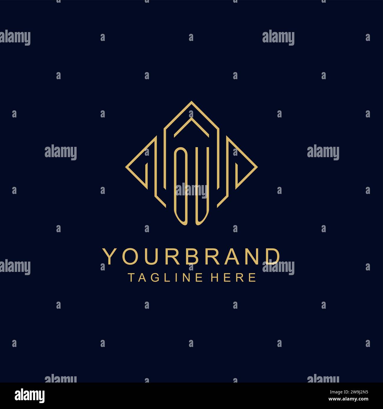 Initial logo OU monogram with rhombus line style design vector graphic ...