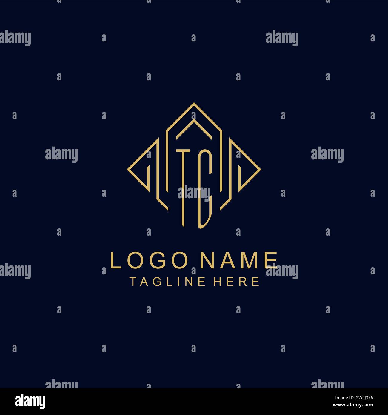 Initial logo TC monogram with rhombus line style design vector graphic ...