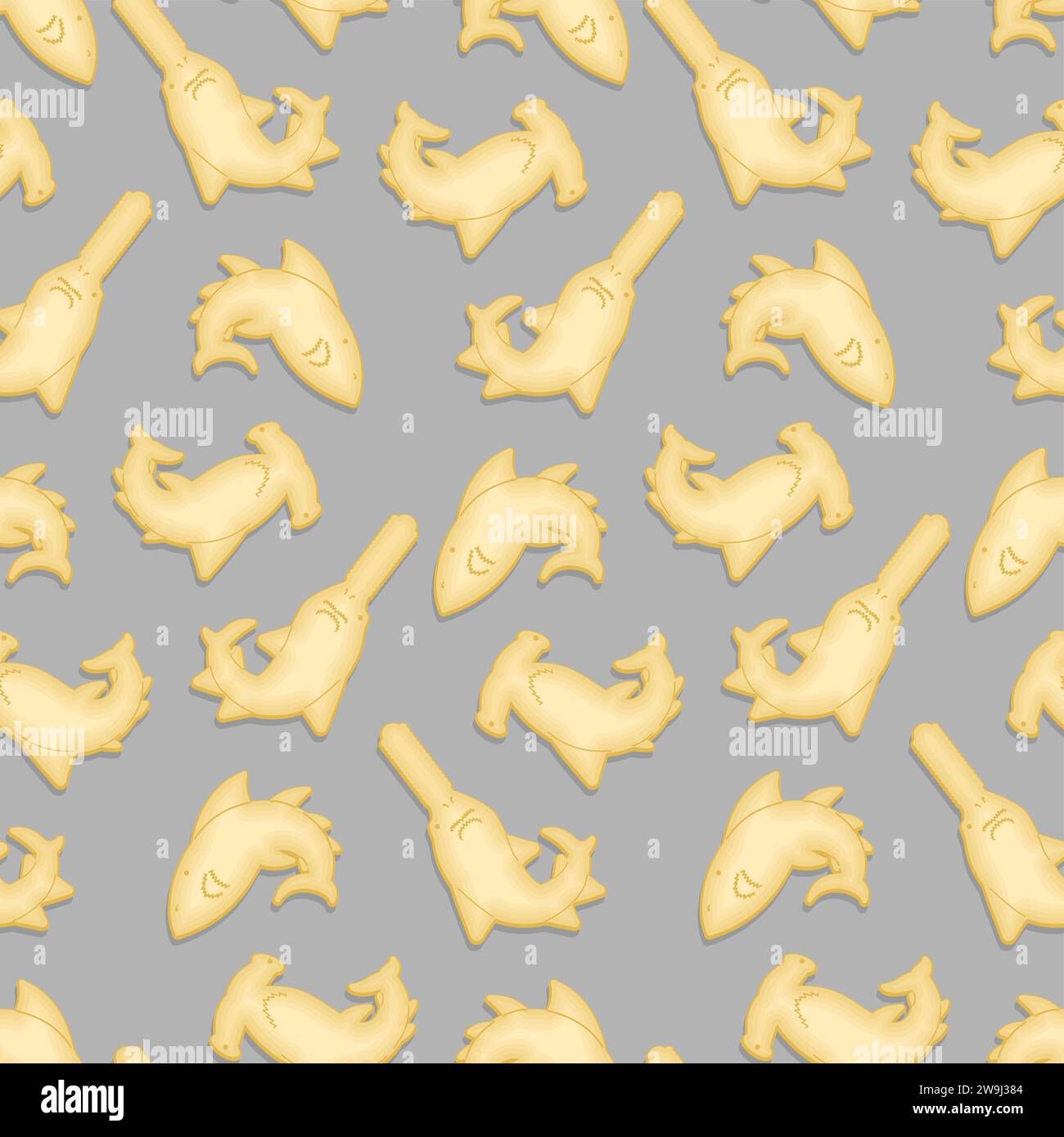 Shark cracker shape pattern seamless. fish shaped cookies background ...