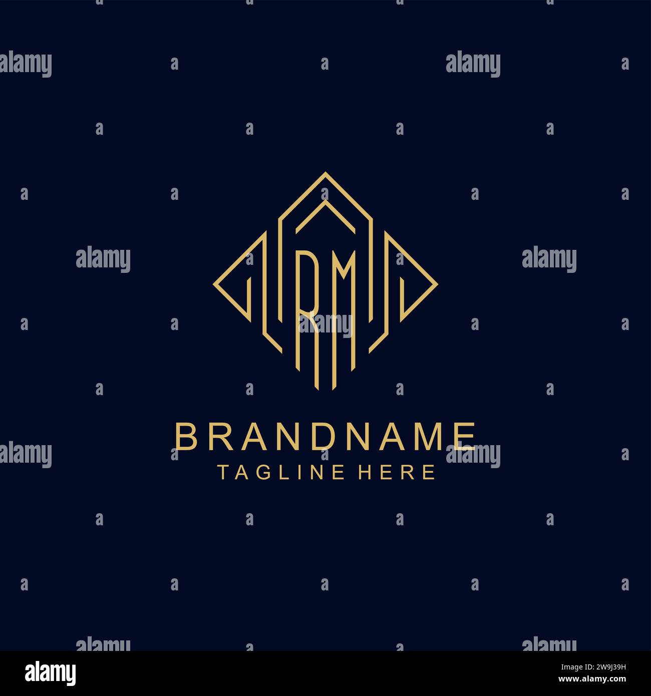 Initial logo RM monogram with rhombus line style design vector graphic Stock Vector Image & Art ...