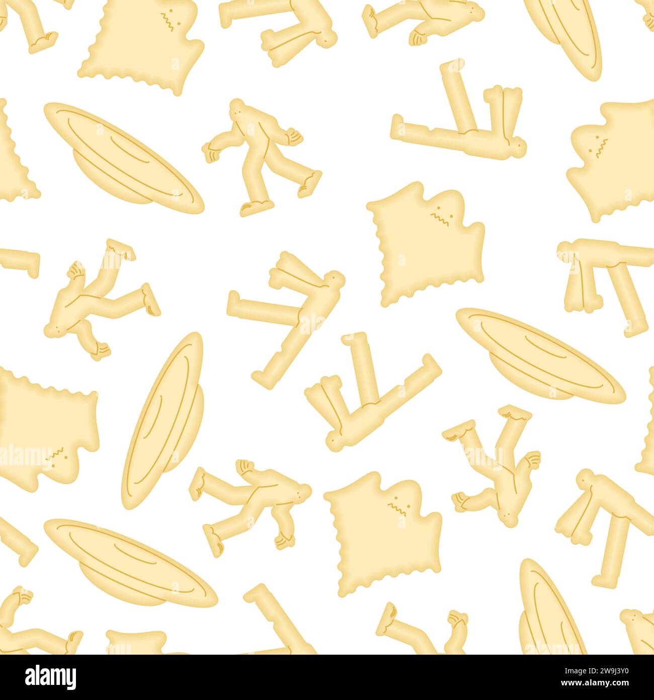 UFO cracker shape pattern seamless. monster Cookies in shape of monster ...