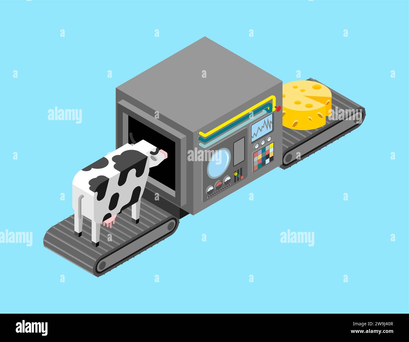 Cartoon farmer production cow milk Stock Vector Images - Alamy