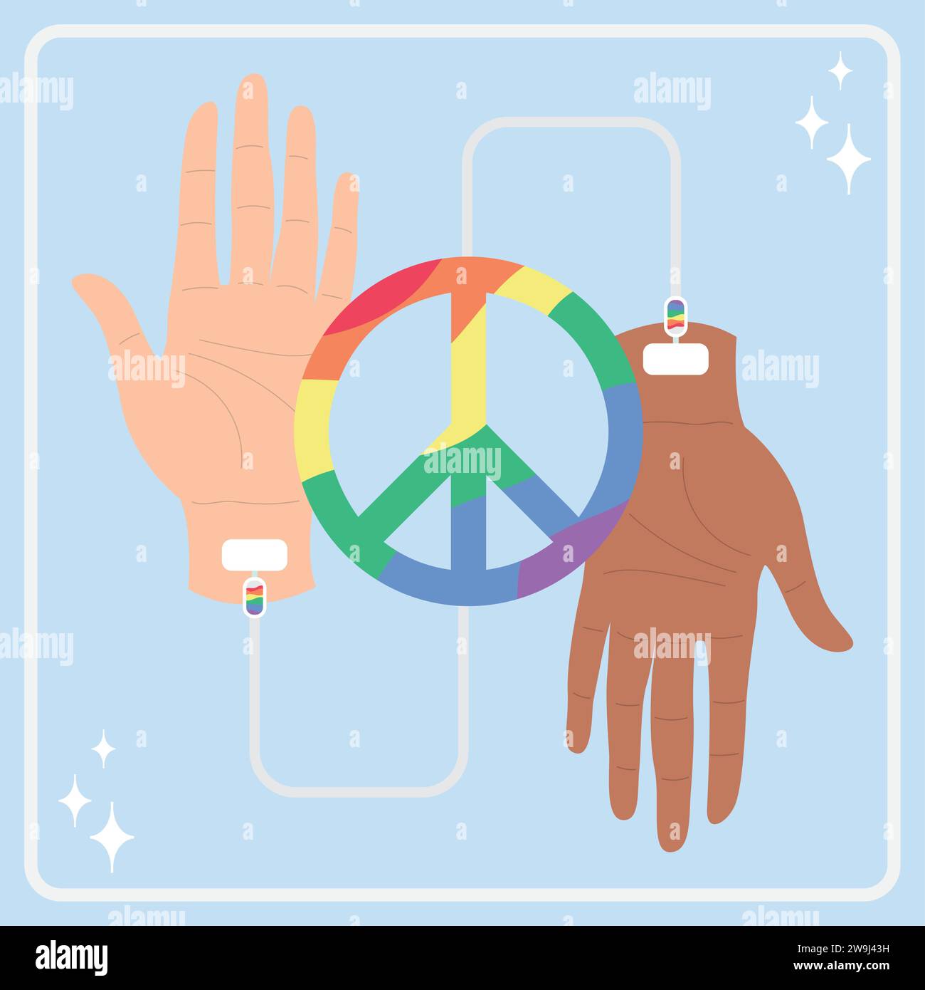 Pair of hands with peace symbol with lgbt colors Vector Stock Vector ...