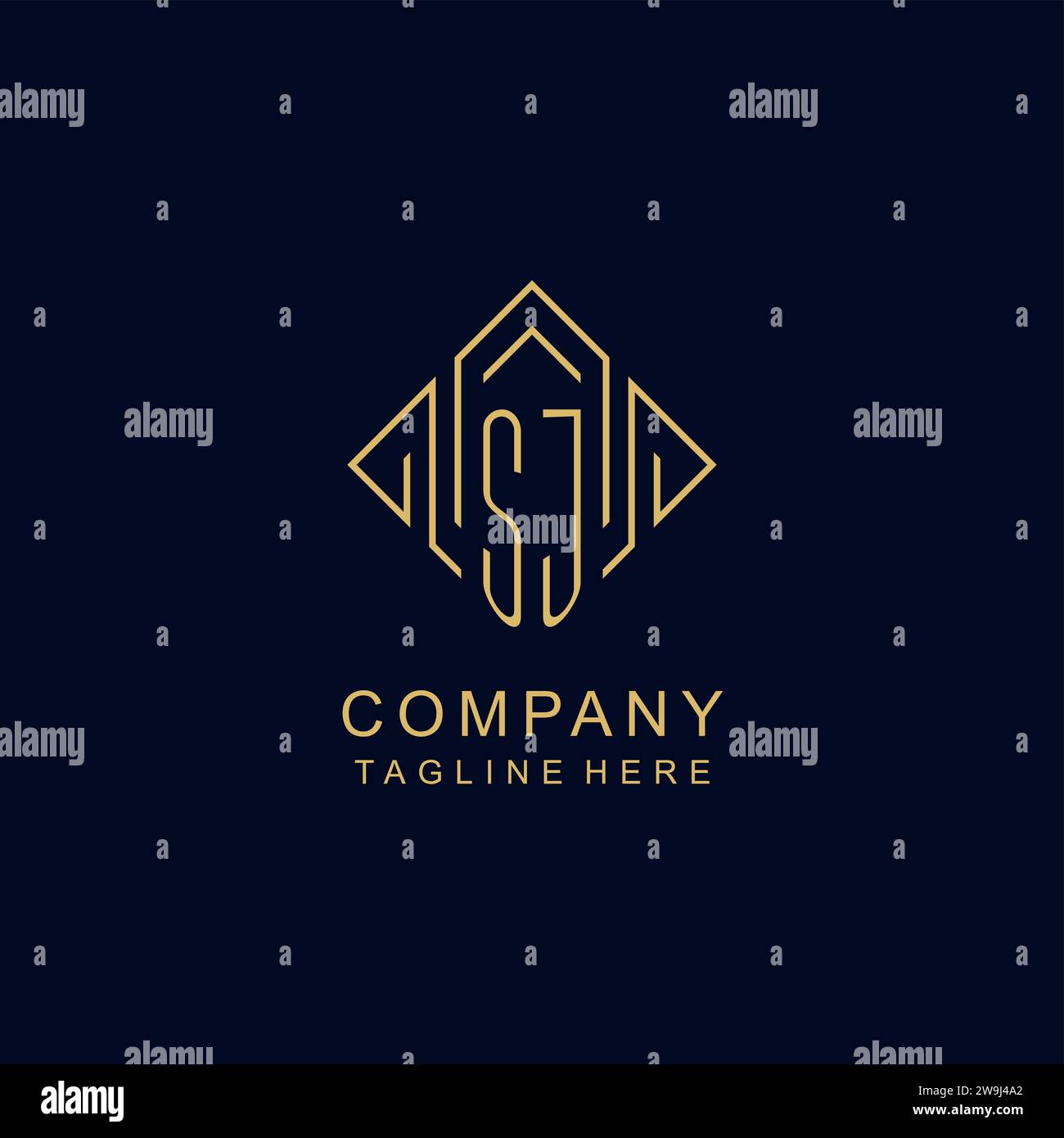 Initial logo SJ monogram with rhombus line style design vector graphic ...