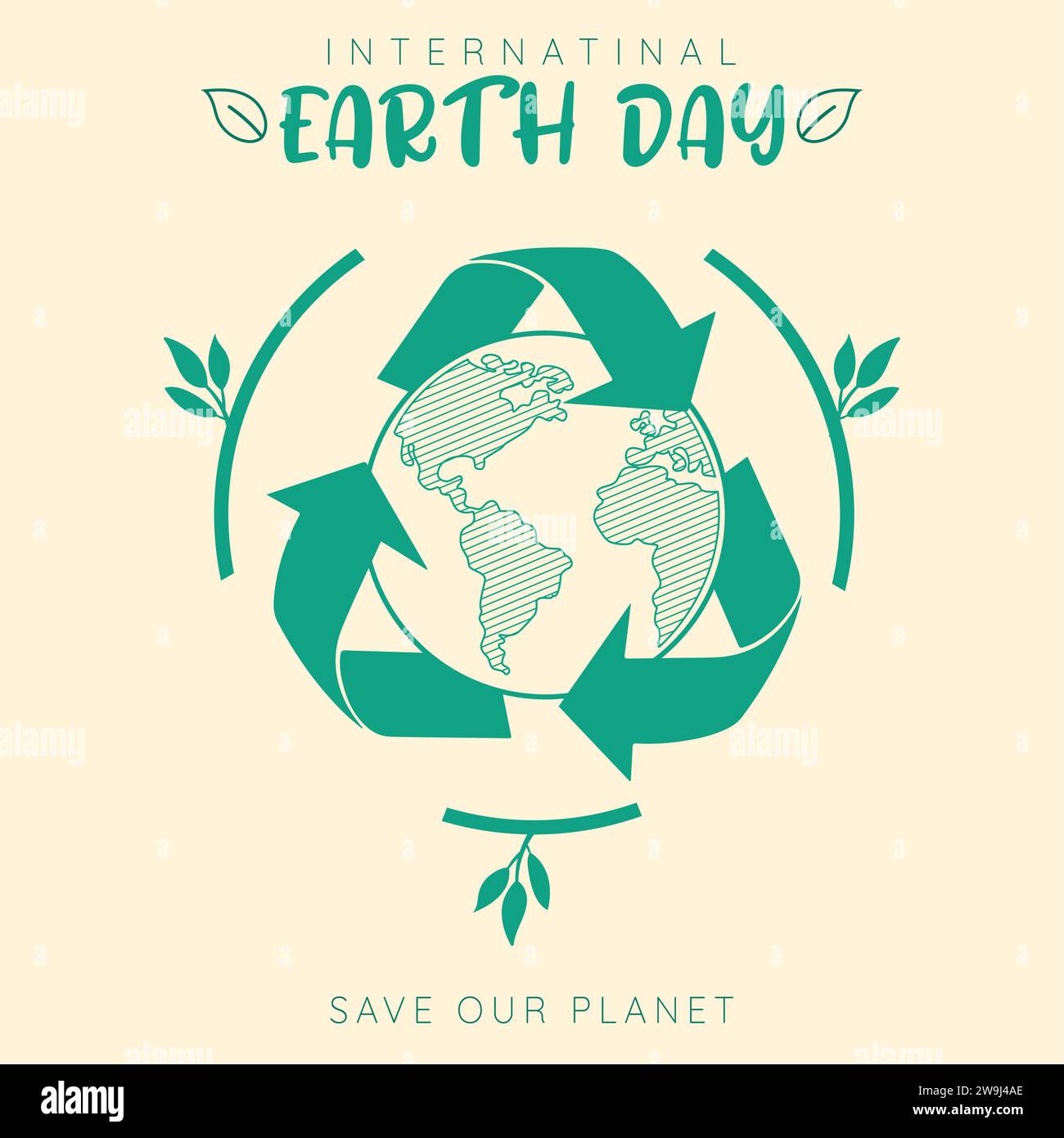 Isolated planet earth with recyclable symbol Happy earth day poster ...