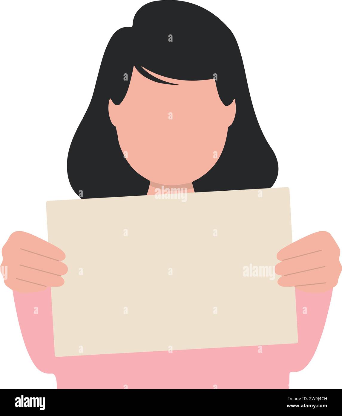 Isolated cute girl holding empty protest sign Vector Stock Vector Image ...