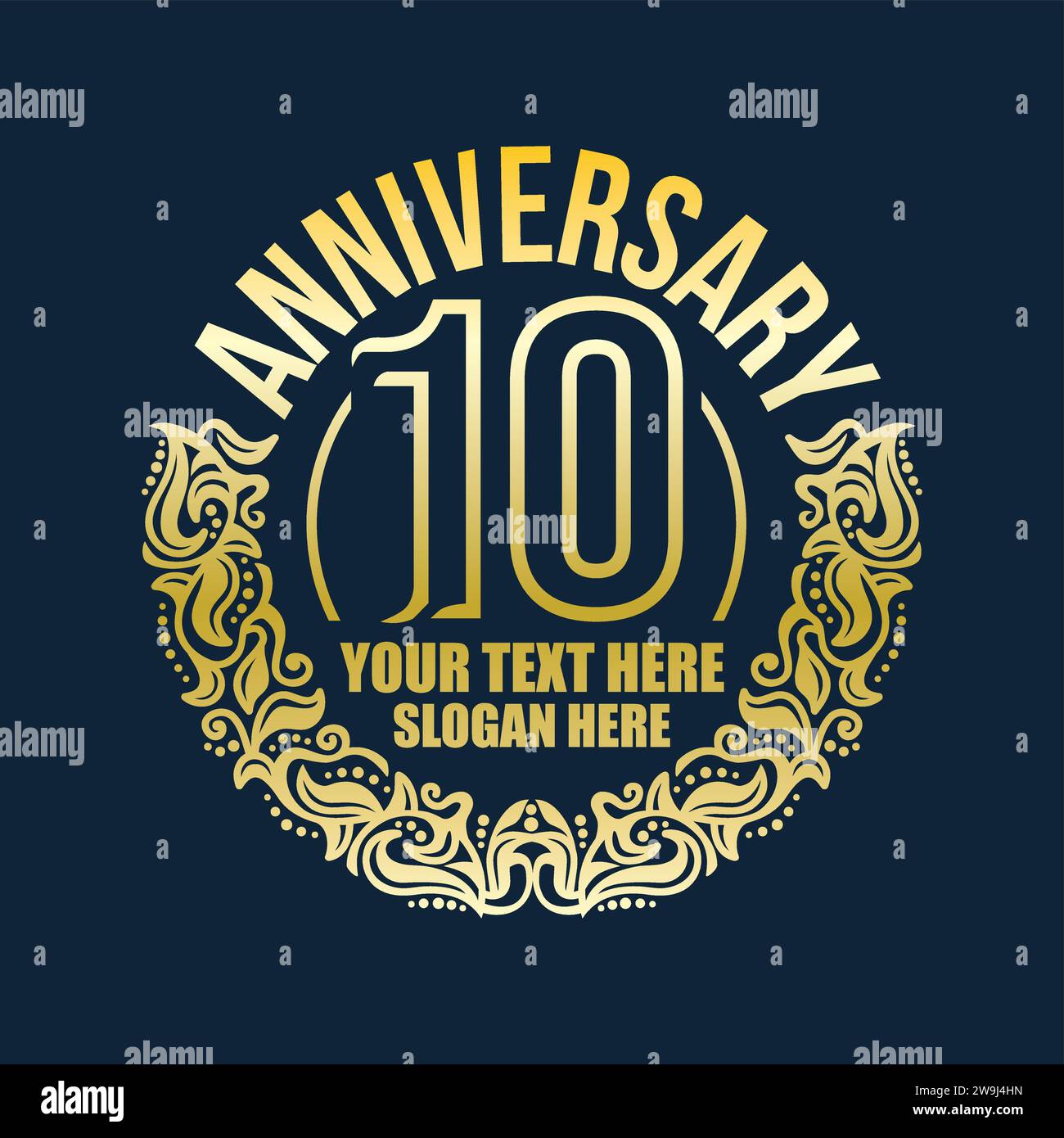 10 Years Anniversary Ornament Vecto Logo Design Stock Vector Image ...