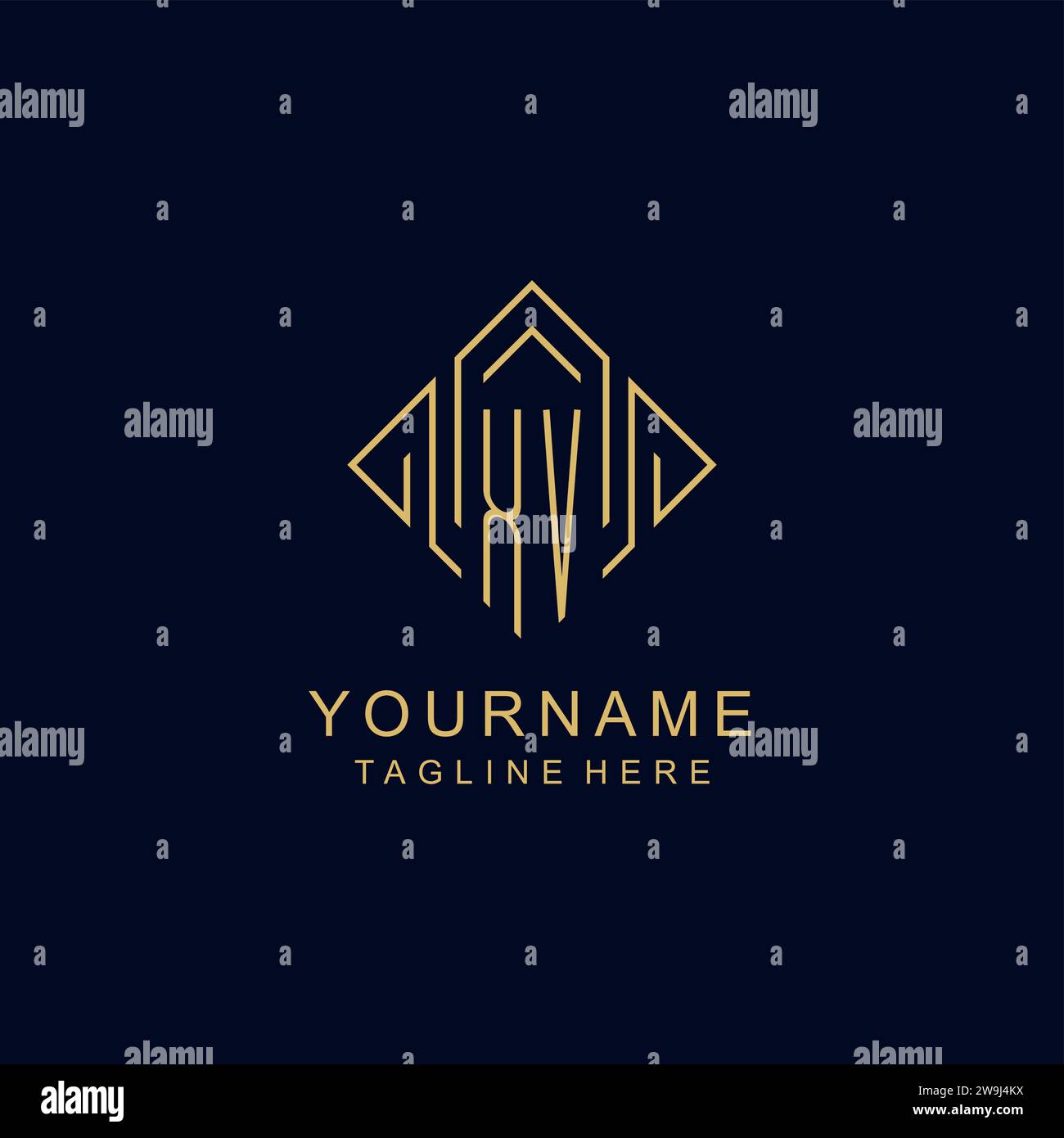 Initial logo XV monogram with rhombus line style design vector graphic ...