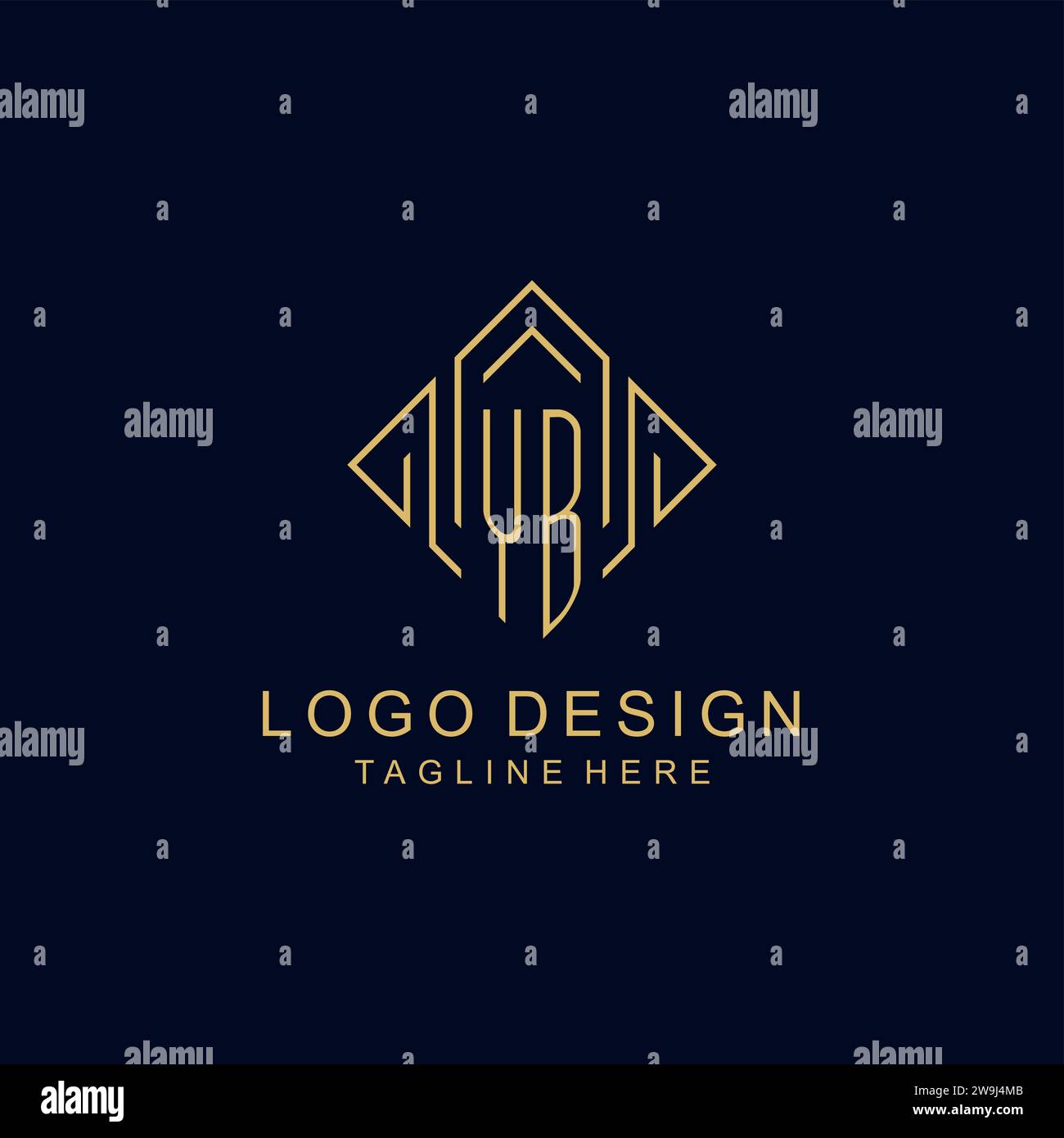Initial logo YB monogram with rhombus line style design vector graphic ...
