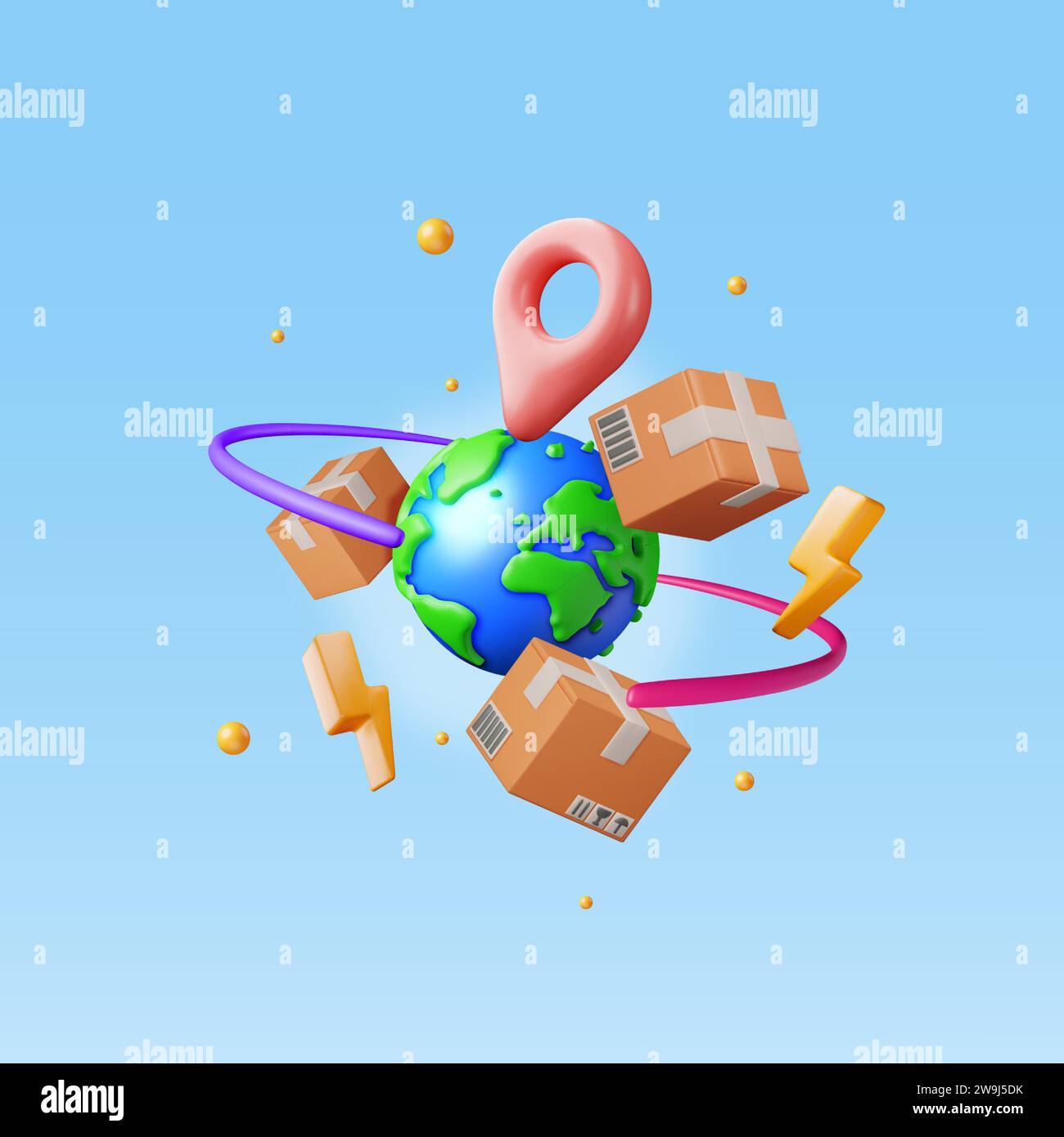 3D Cardboard Boxes Flying Around The World Stock Vector Image & Art - Alamy
