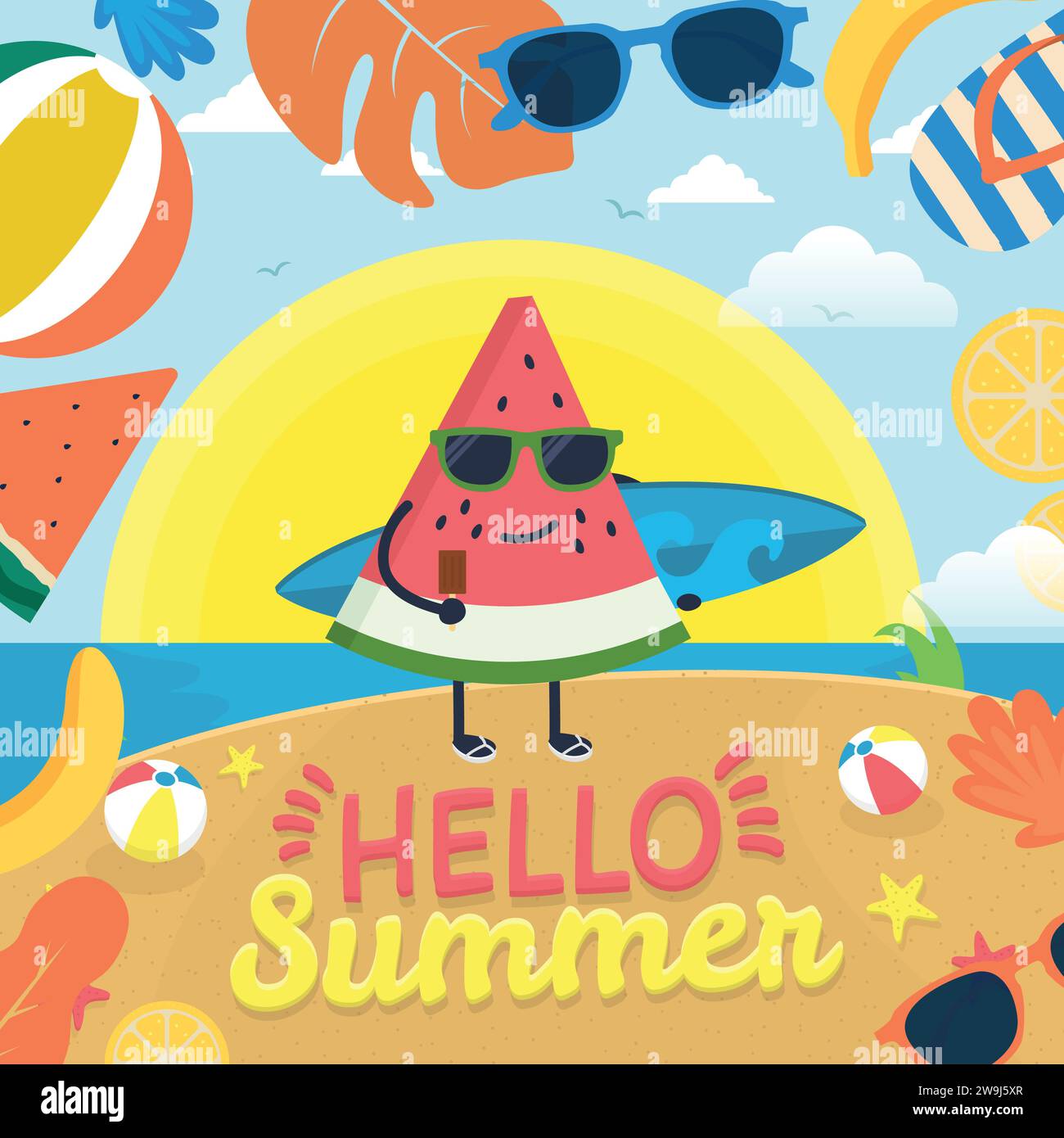 Watermelon beach Stock Vector Images - Alamy