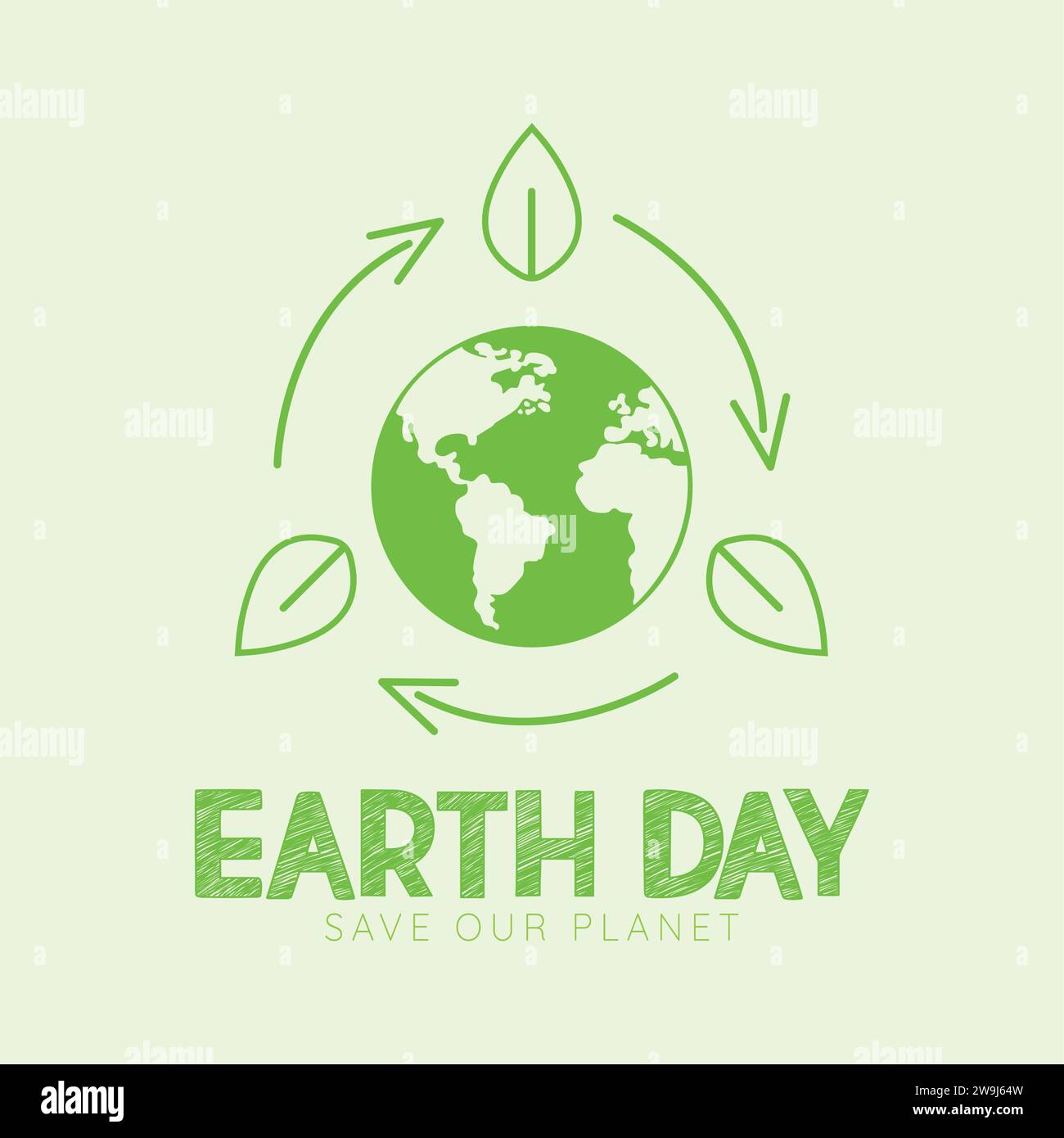Isolated planet earth with recyclable symbol Happy earth day poster ...