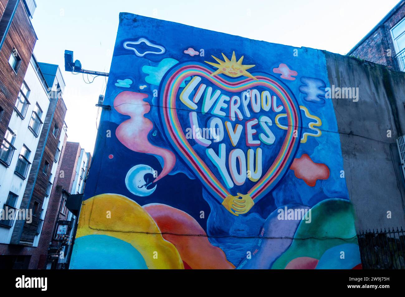 Liverpool Love You sign on wall in city centre Stock Photo - Alamy
