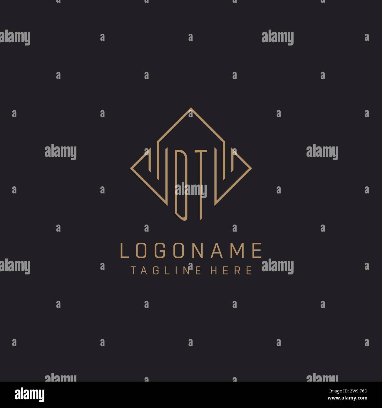 Monogram DT with rhombus line logo style, Luxury elegant logo design ...
