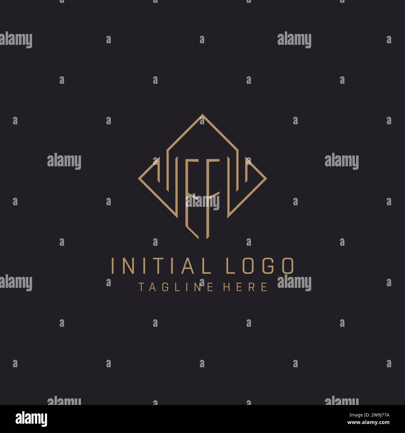 Monogram EF with rhombus line logo style, Luxury elegant logo design ...