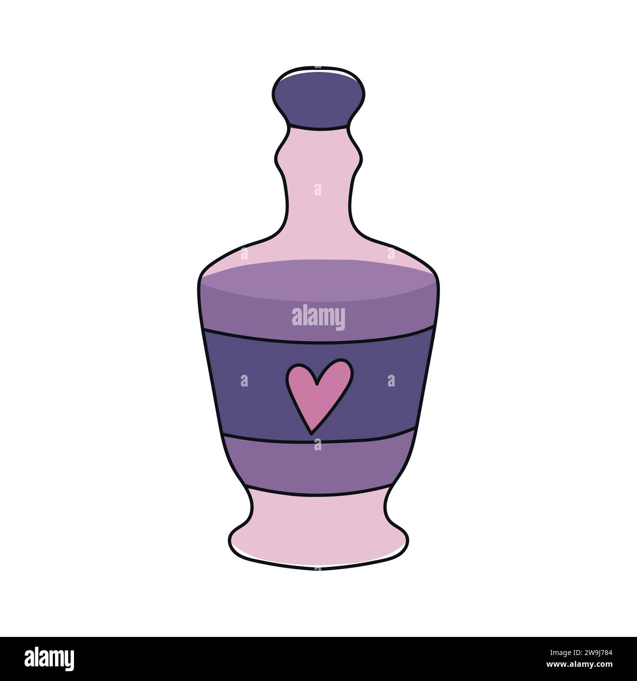 Magic bottle with love potion. Hand drawn love spell magic bottle ...