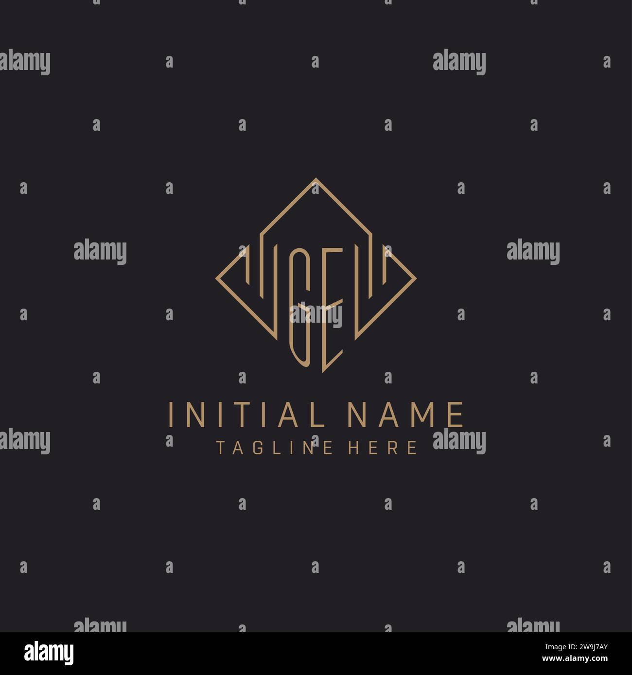 Monogram GE with rhombus line logo style, Luxury elegant logo design ideas vector graphic Stock ...