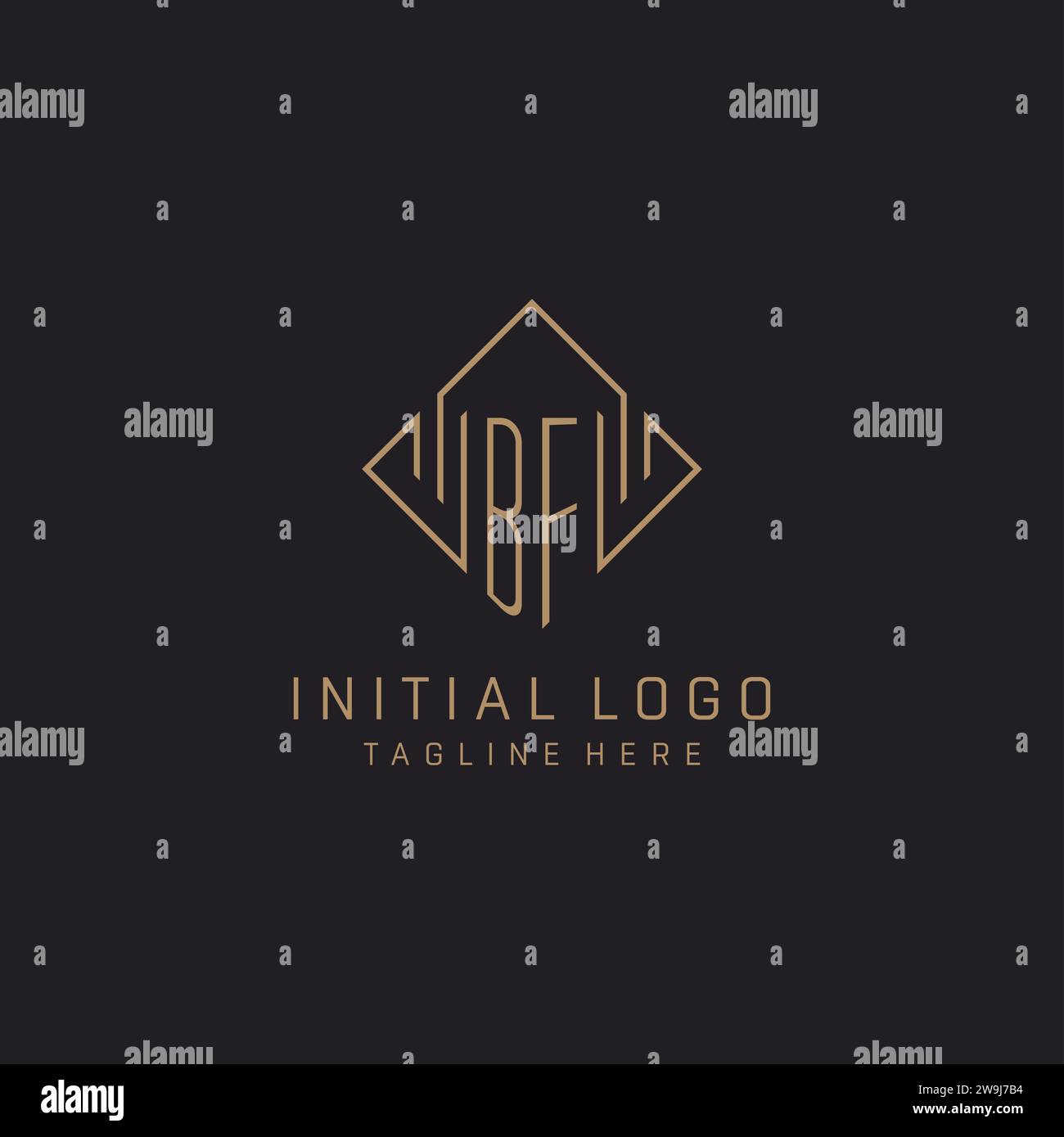 Monogram BF with rhombus line logo style, Luxury elegant logo design ideas vector graphic Stock ...