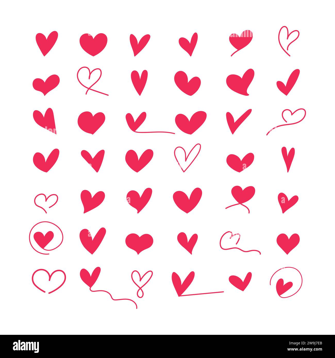 Doodle different shaped hearts collection. Hand drawn doodle hearts set ...