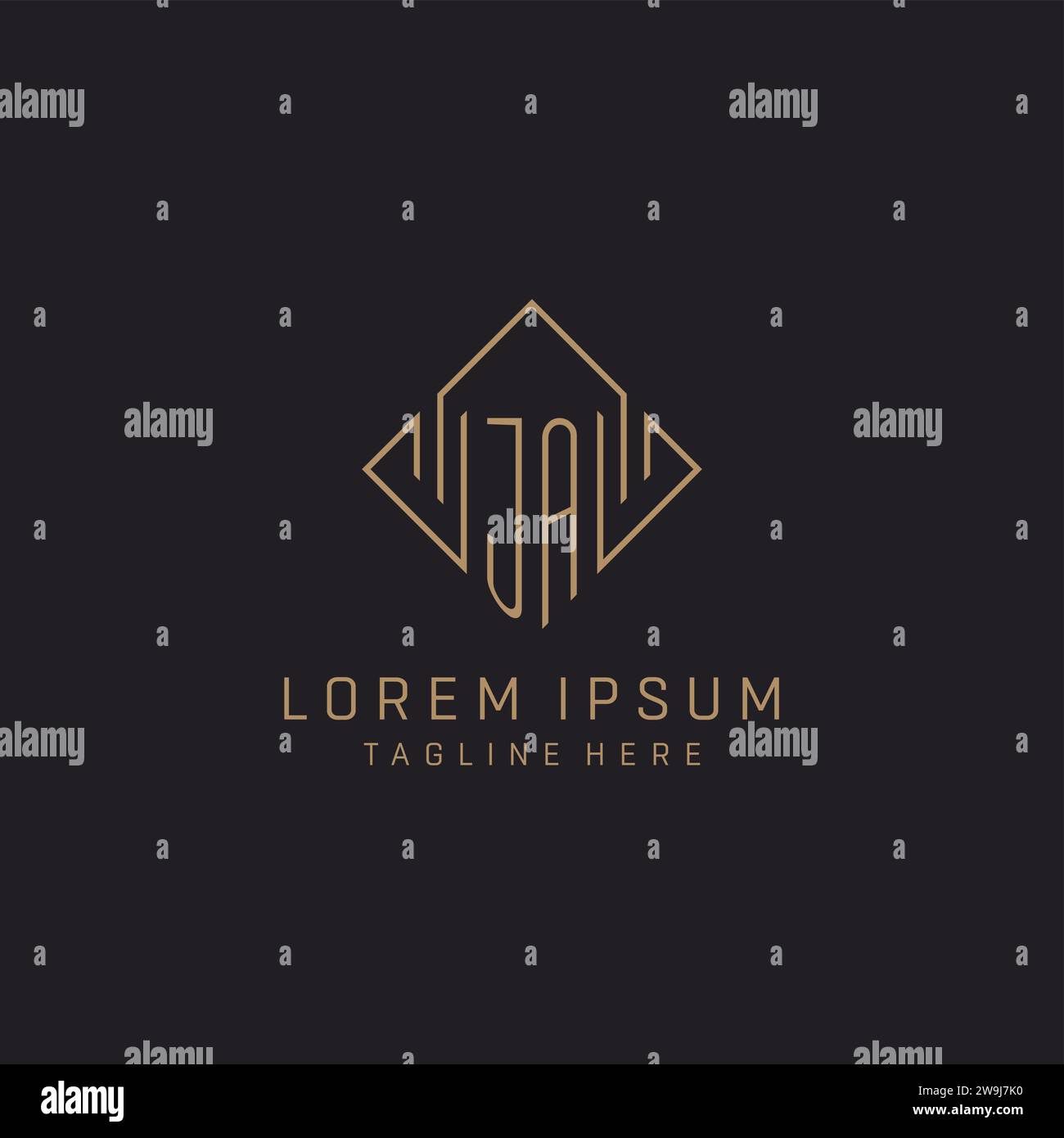 Monogram JA with rhombus line logo style, Luxury elegant logo design ...
