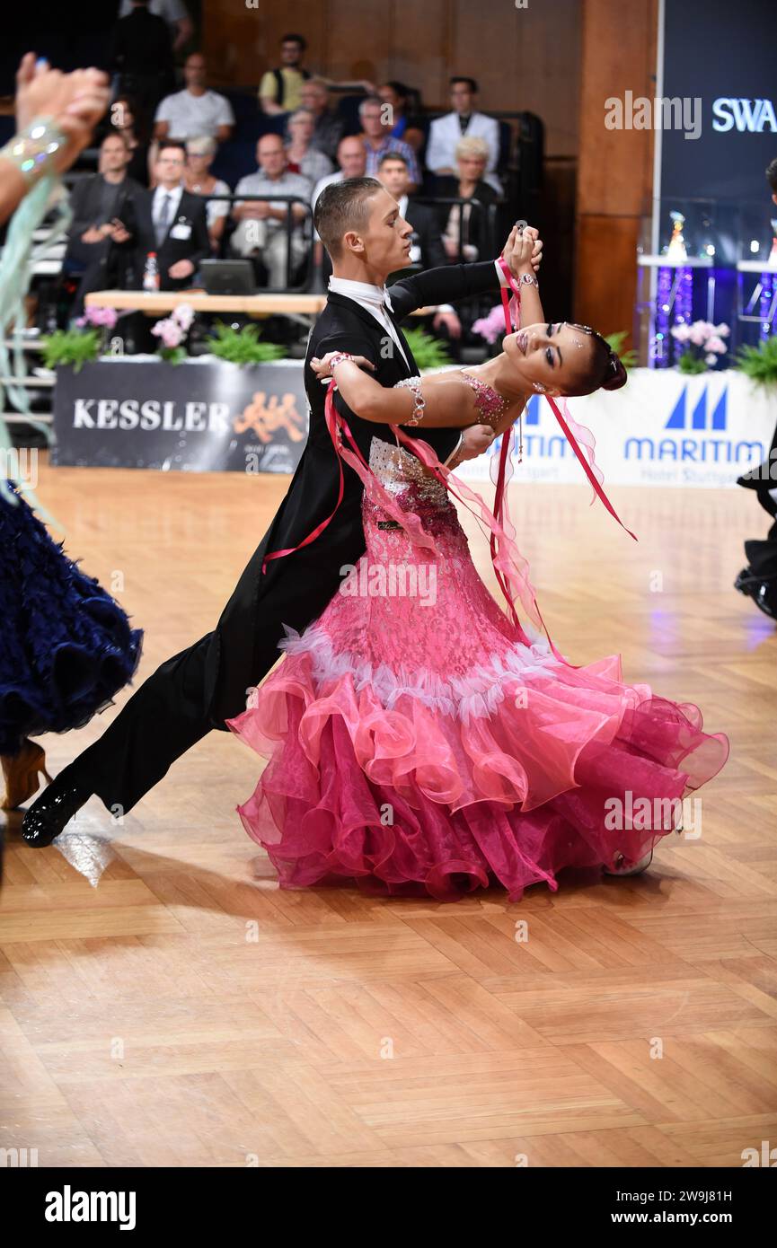 An unidentified dance couple in a dance pose during Grand Slam Standart ...