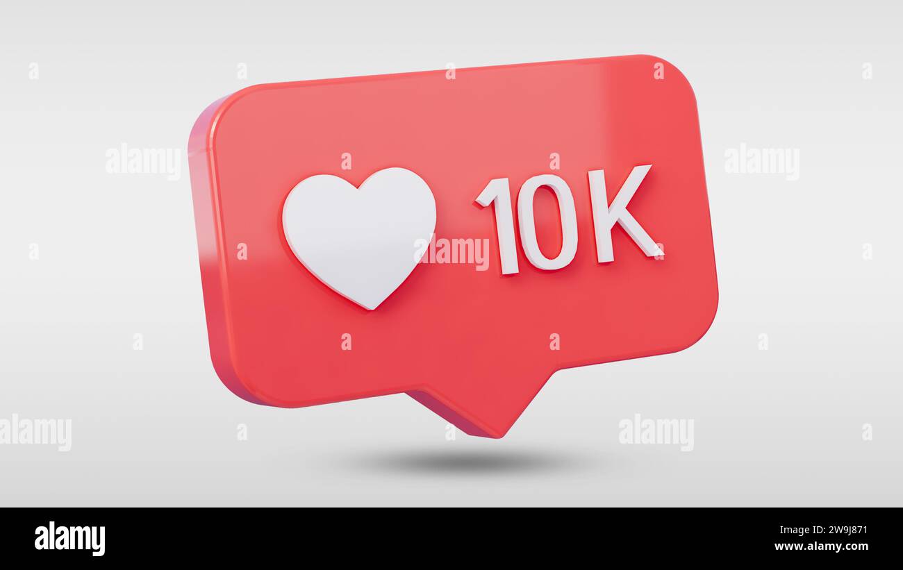 Heart Ten Thousand Likes in red speech bubble icon on empty background ...