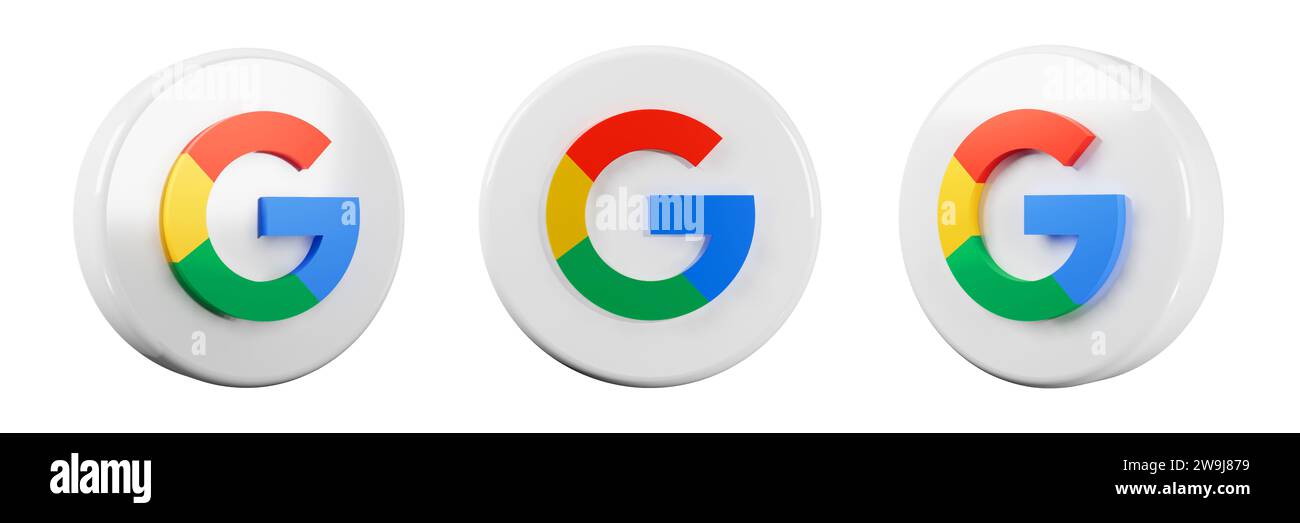 Pune, India - December 2023: Google App logo in black rounded 3d render ...