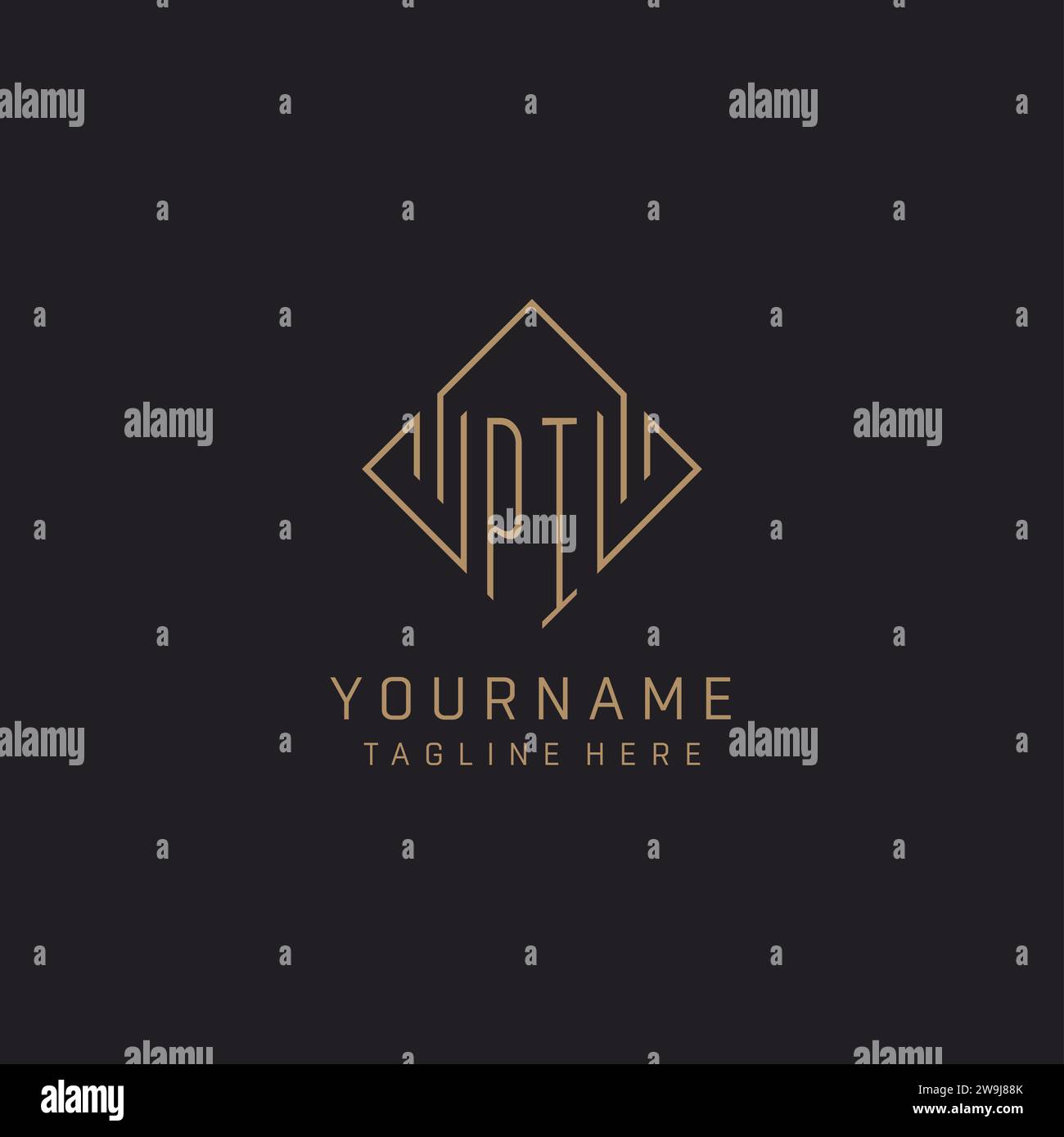 Monogram PI with rhombus line logo style, Luxury elegant logo design ideas vector graphic Stock ...
