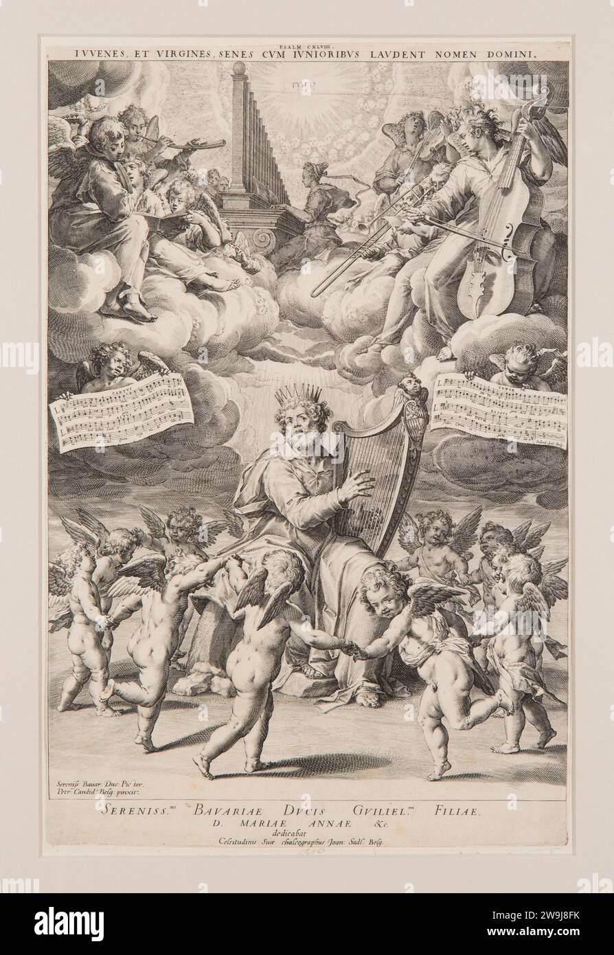 King David Playing the Harp with Angels Dancing and Playing Music 1953 ...