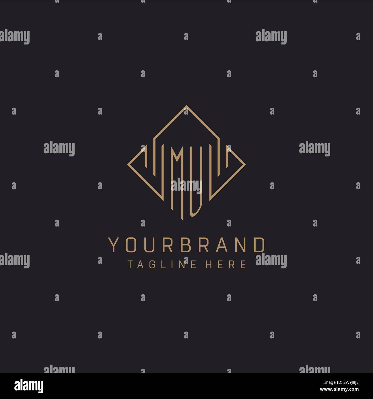 Monogram MU with rhombus line logo style, Luxury elegant logo design ...