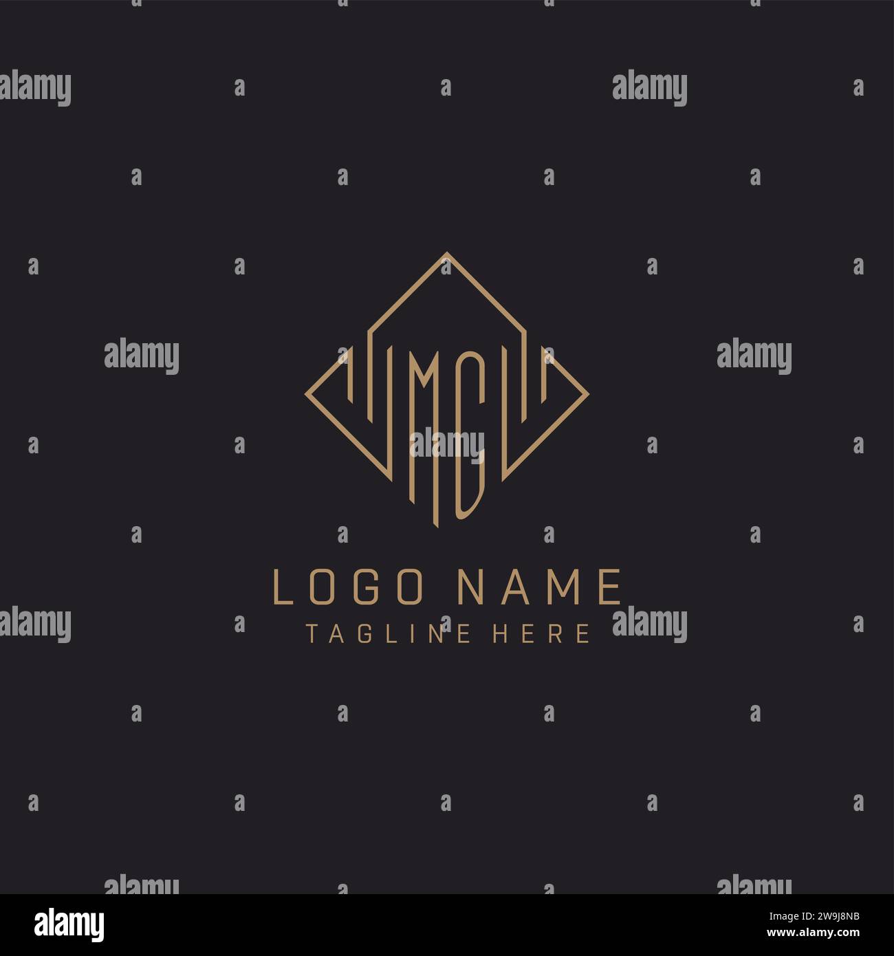 Monogram MC with rhombus line logo style, Luxury elegant logo design ...