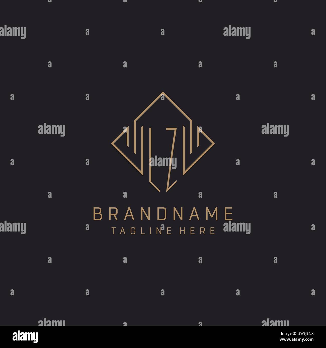 Monogram LZ with rhombus line logo style, Luxury elegant logo design ...