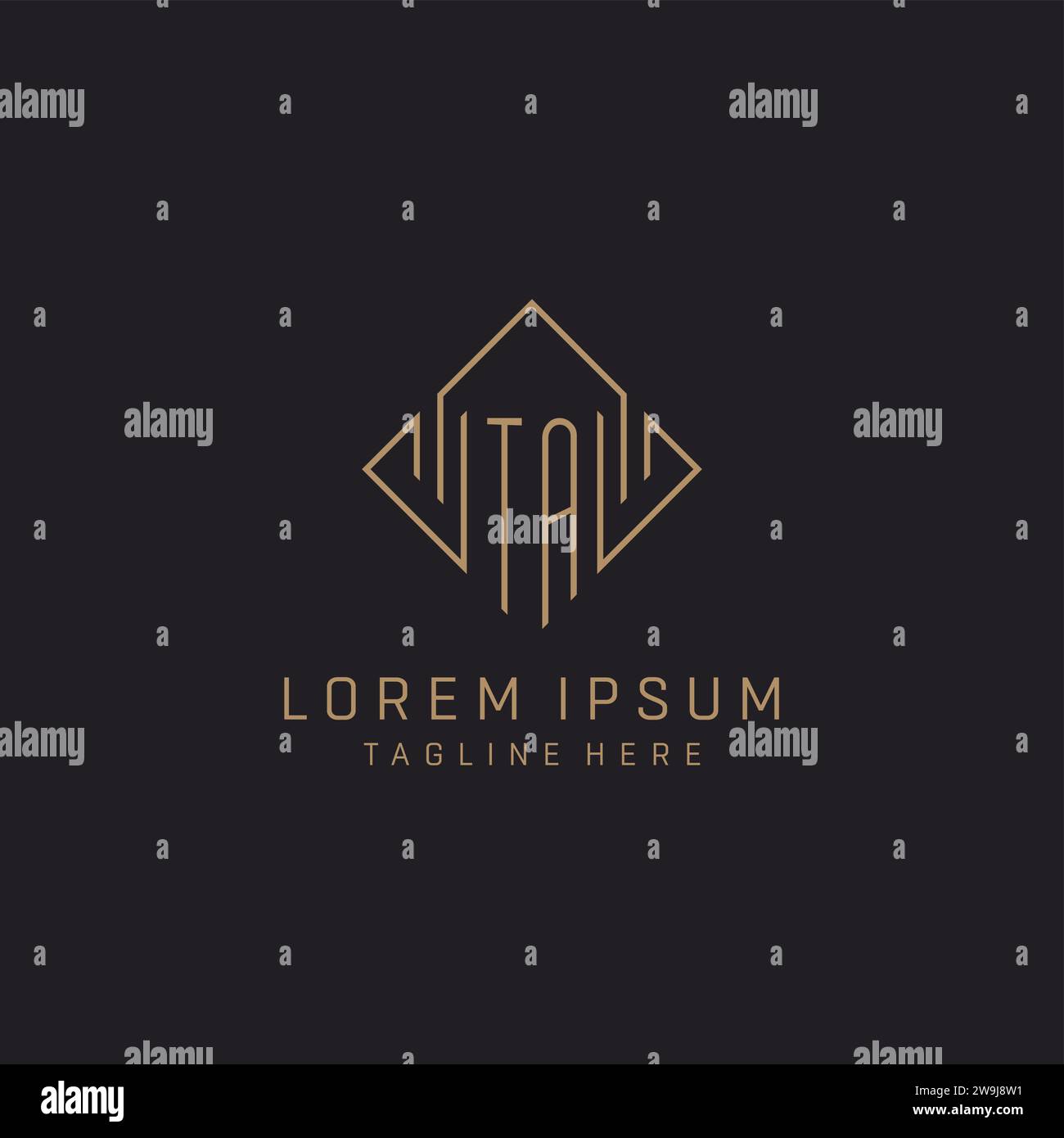 Monogram TA with rhombus line logo style, Luxury elegant logo design ...
