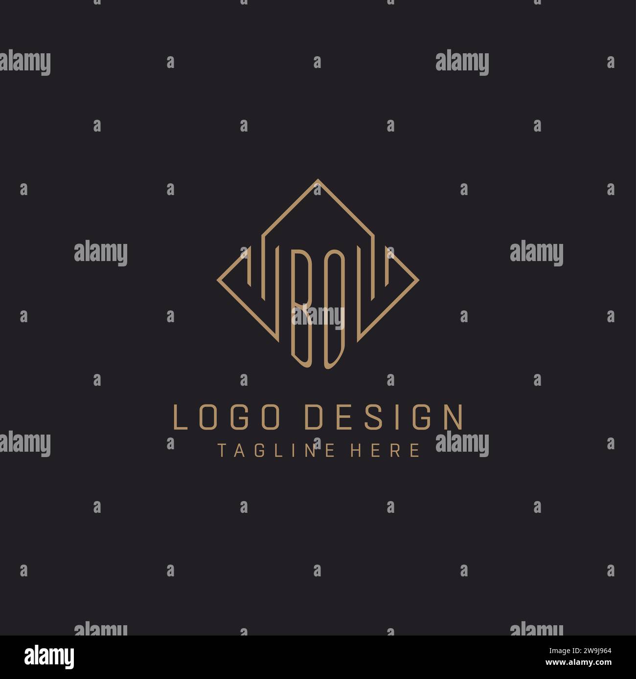 Monogram BO with rhombus line logo style, Luxury elegant logo design ...