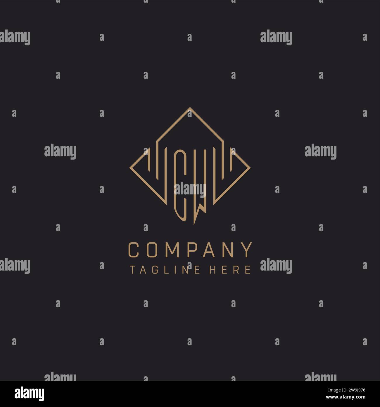Monogram CW with rhombus line logo style, Luxury elegant logo design ...