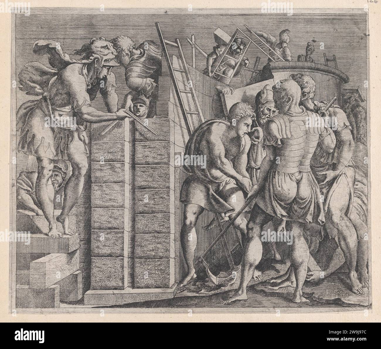 Romulus and Remus Building the Walls of Rome, from "Speculum Romanae ...