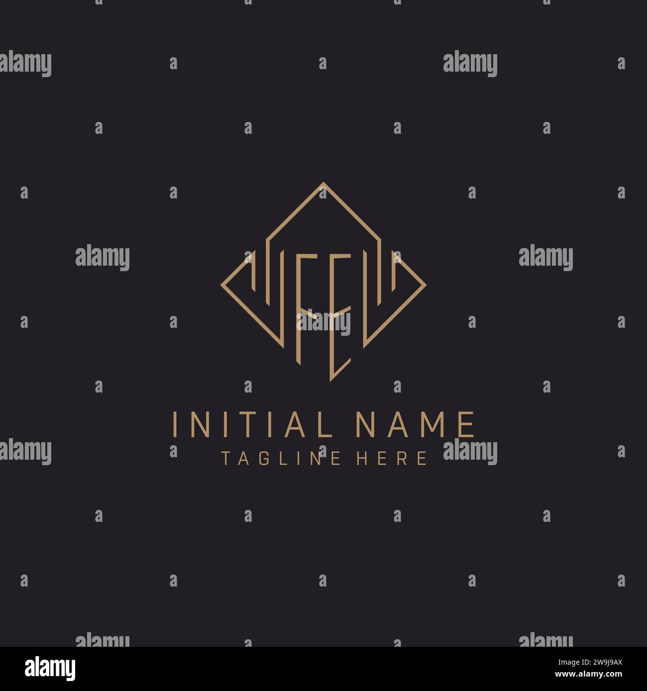 Monogram FE with rhombus line logo style, Luxury elegant logo design ...