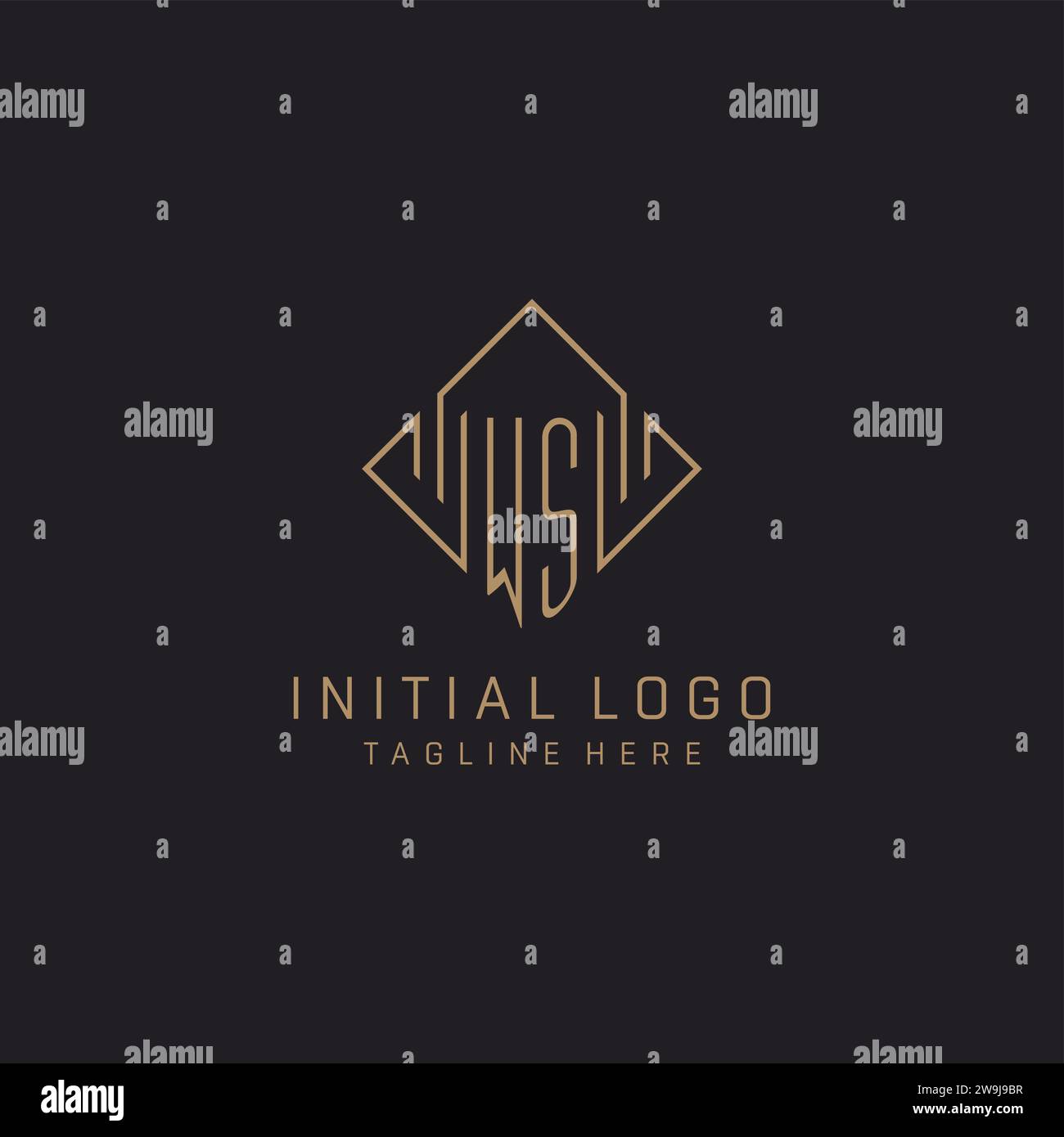 Monogram WS with rhombus line logo style, Luxury elegant logo design ...