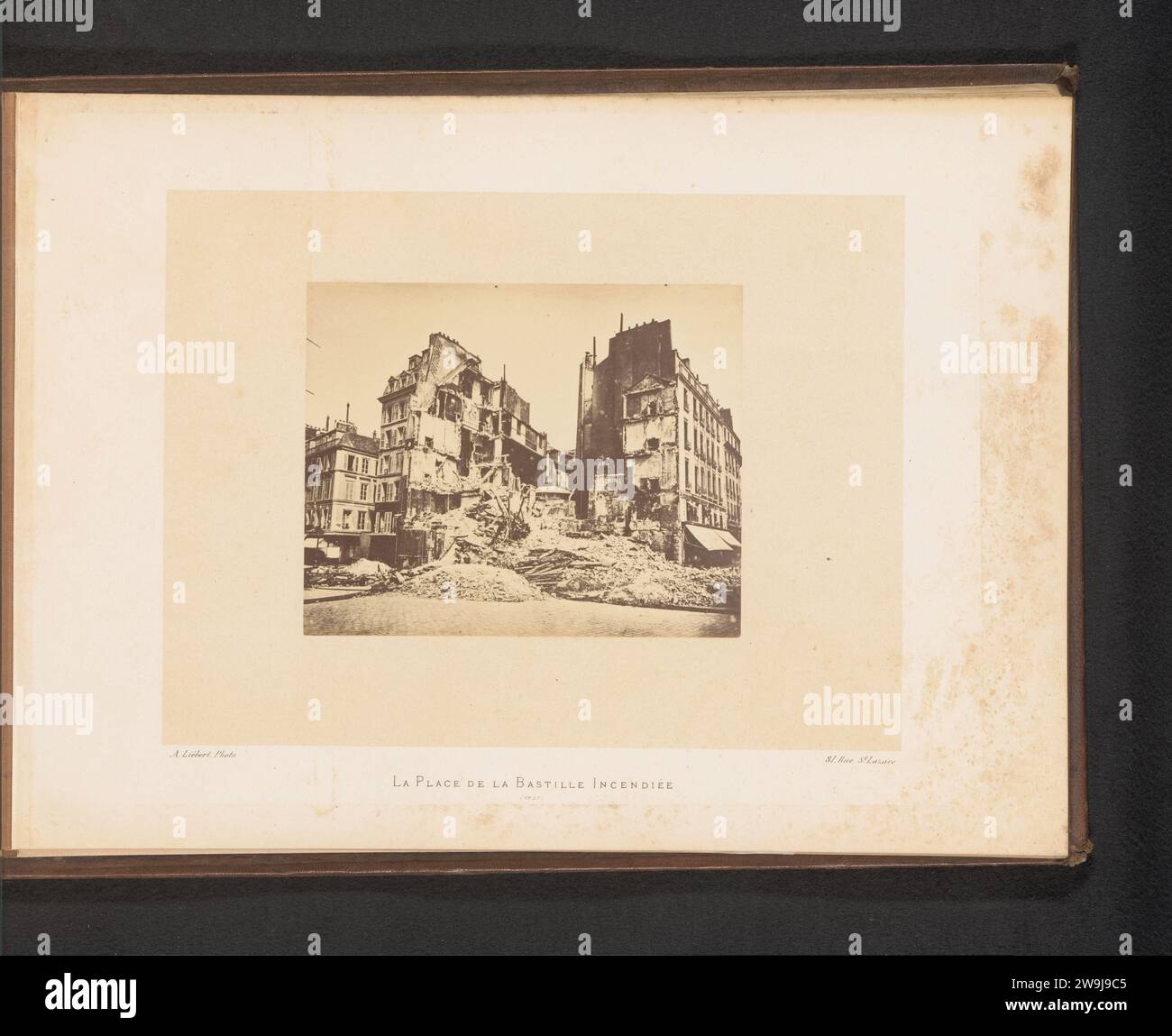 View of Place de la Bastille in Paris after the fire through the ...