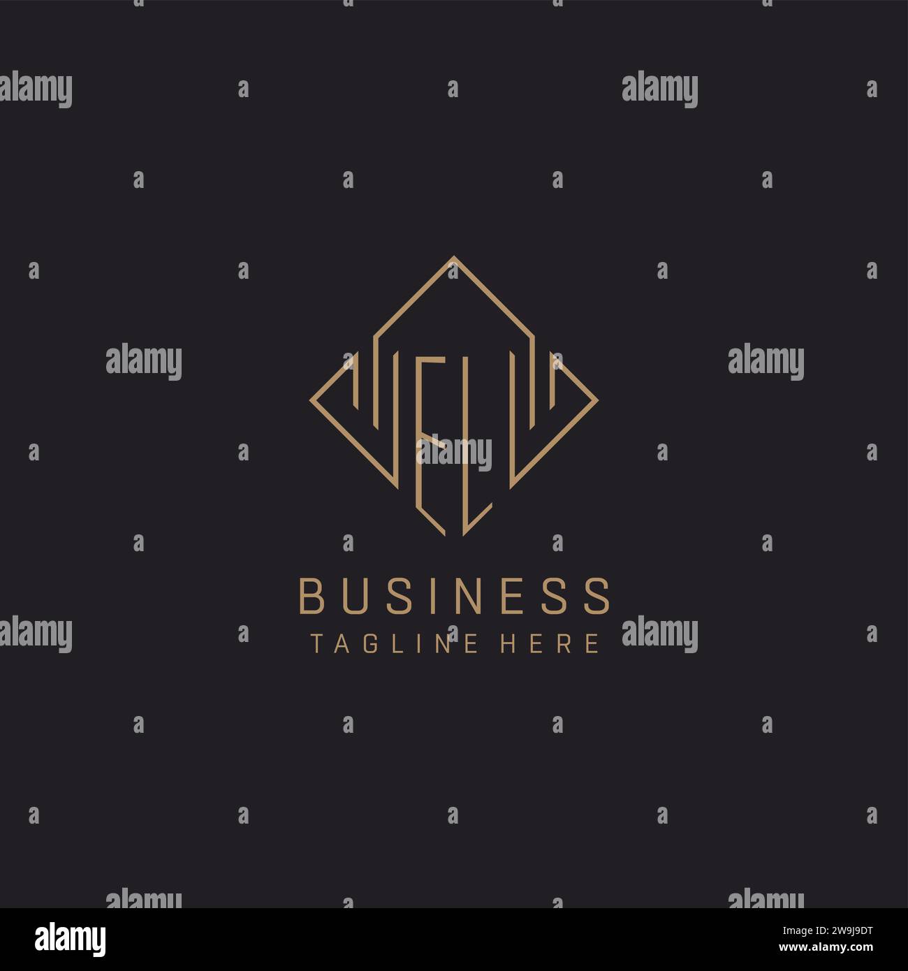 Monogram EL with rhombus line logo style, Luxury elegant logo design ...