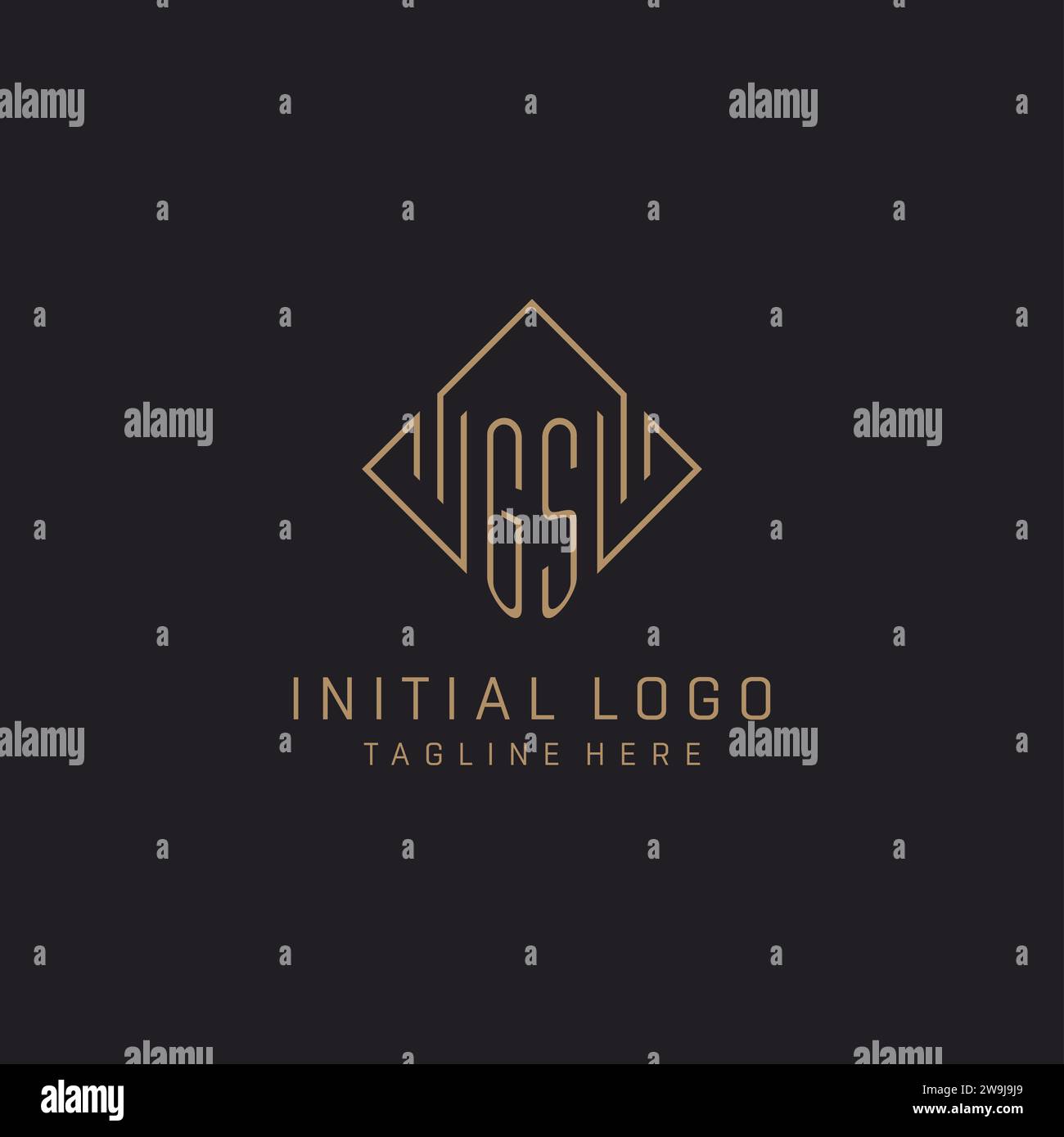 Monogram GS with rhombus line logo style, Luxury elegant logo design ...
