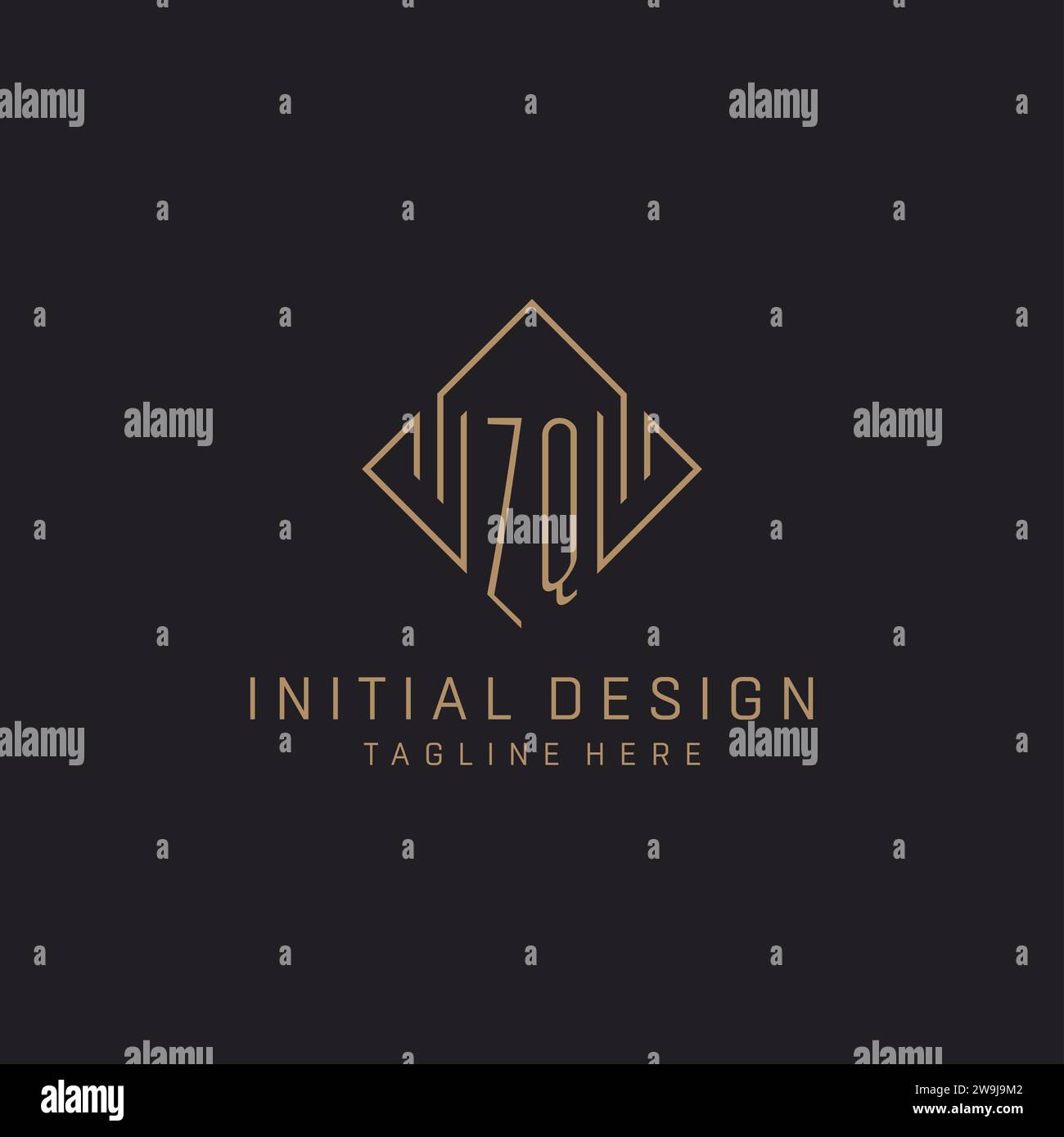 Monogram ZQ with rhombus line logo style, Luxury elegant logo design ...