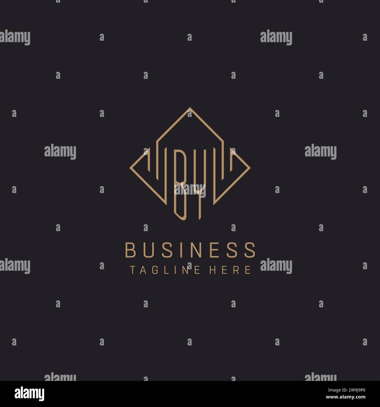 Monogram BY with rhombus line logo style, Luxury elegant logo design ideas vector graphic Stock ...