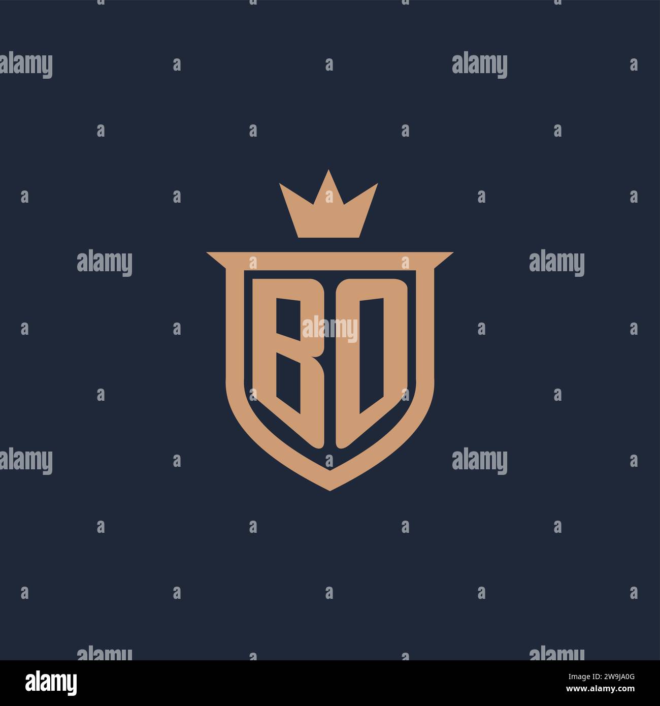 BO monogram initial logo with shield and crown style design ideas Stock ...