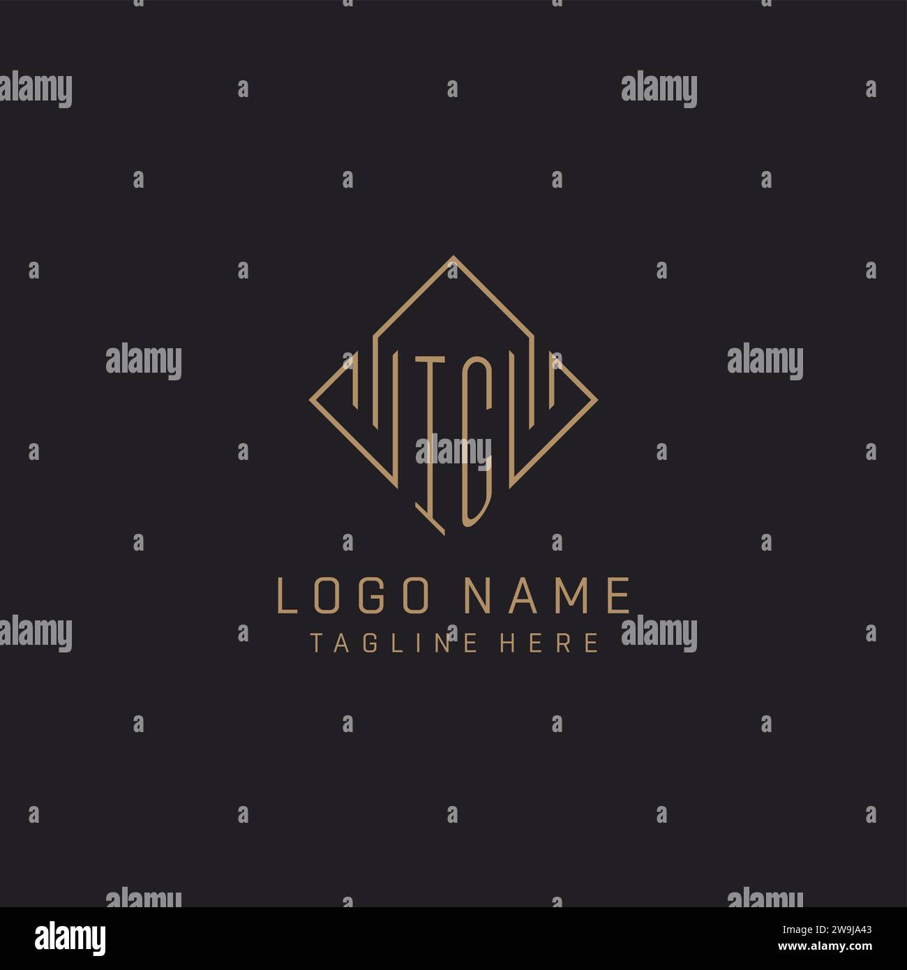 Monogram IC with rhombus line logo style, Luxury elegant logo design ...