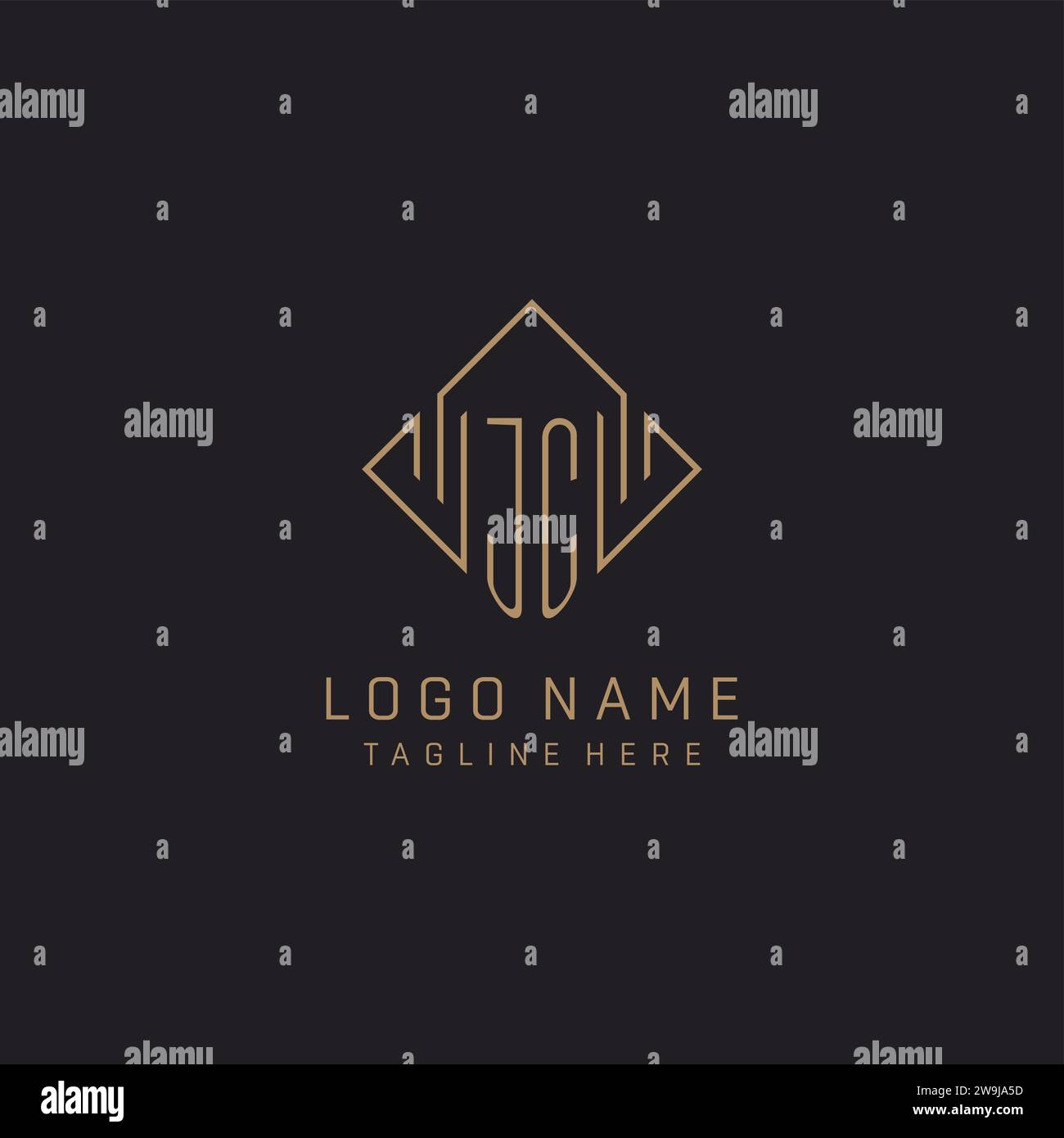 Monogram JC with rhombus line logo style, Luxury elegant logo design ...