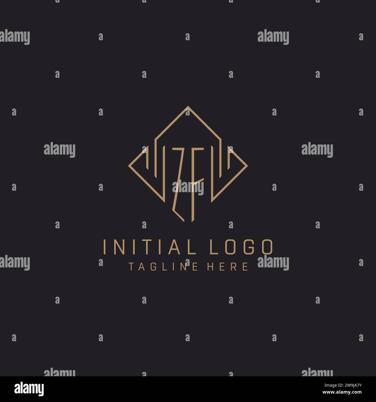 Monogram ZF with rhombus line logo style, Luxury elegant logo design ...