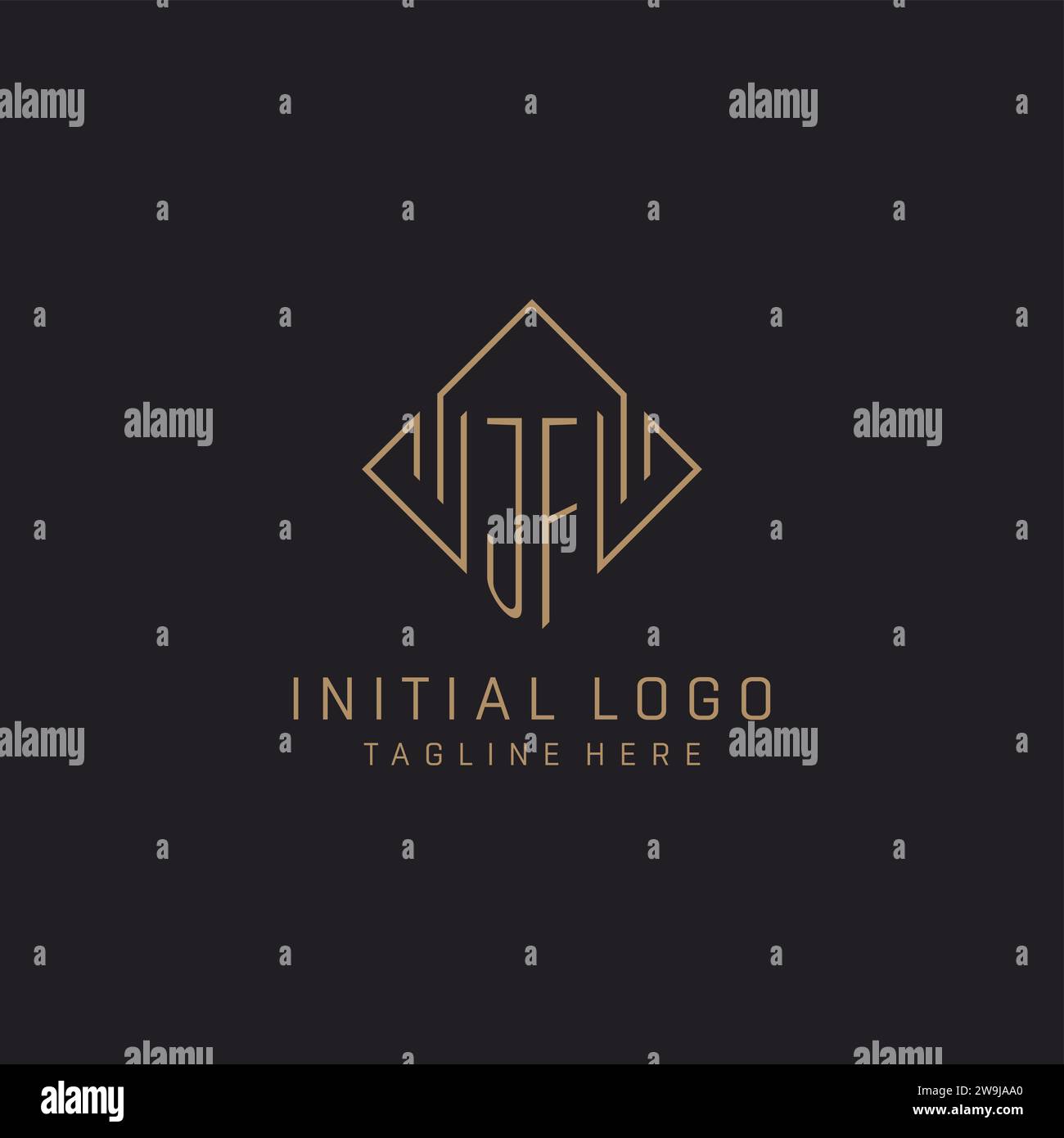 Monogram JF with rhombus line logo style, Luxury elegant logo design ...