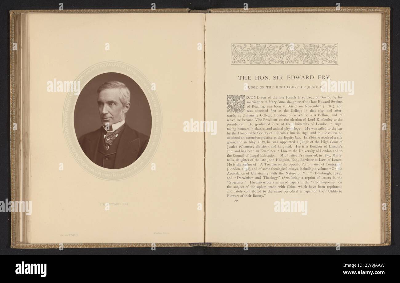 Sir Edward Fry, Lock & Whitfield, c. 1876 - in or before 1881 photomechanical print paper ...