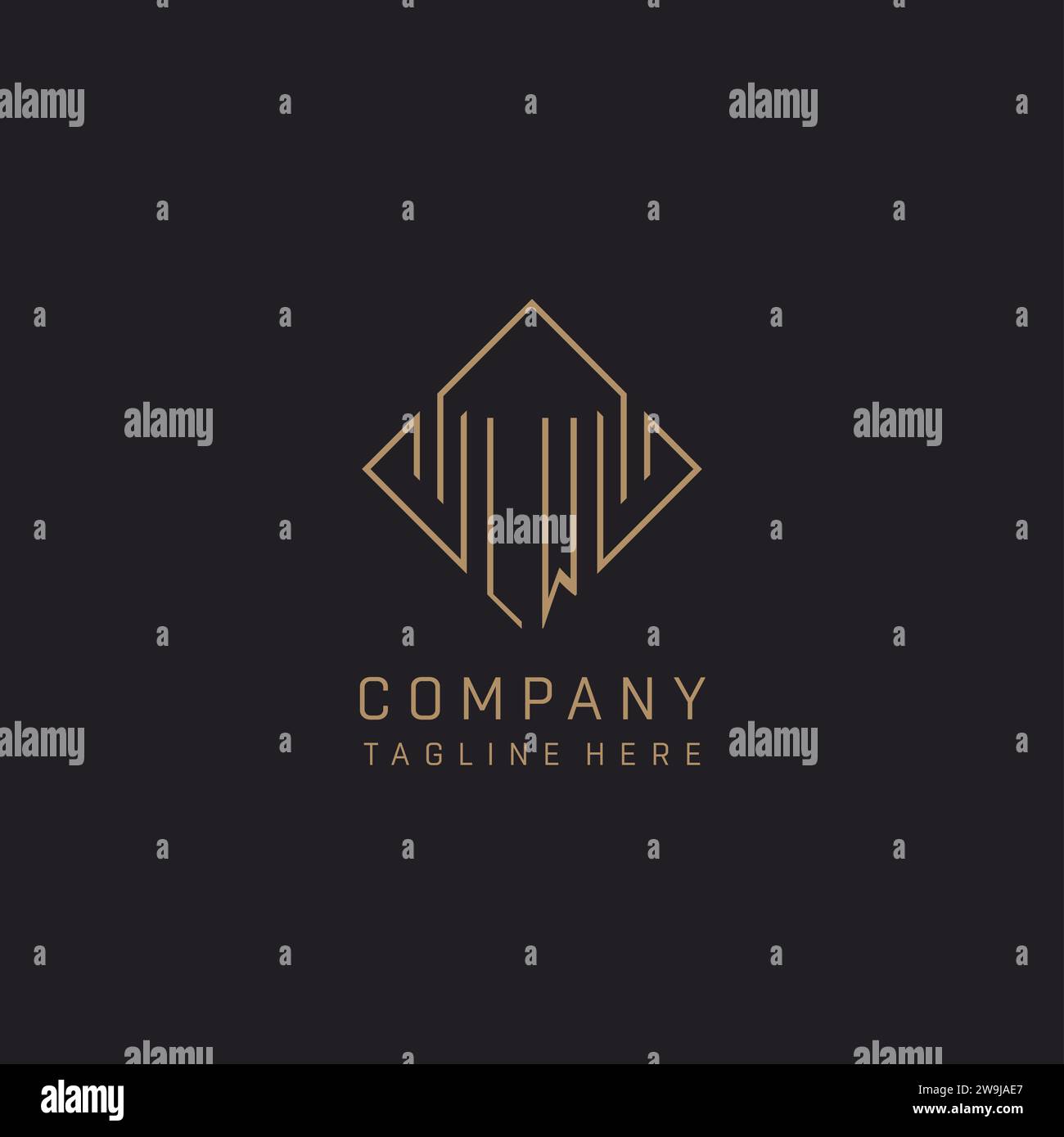 Monogram LW with rhombus line logo style, Luxury elegant logo design ...